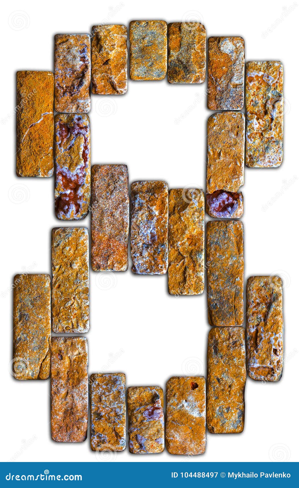 Yellow Number of 8 Natural Stone Isolated on White Background Stock ...