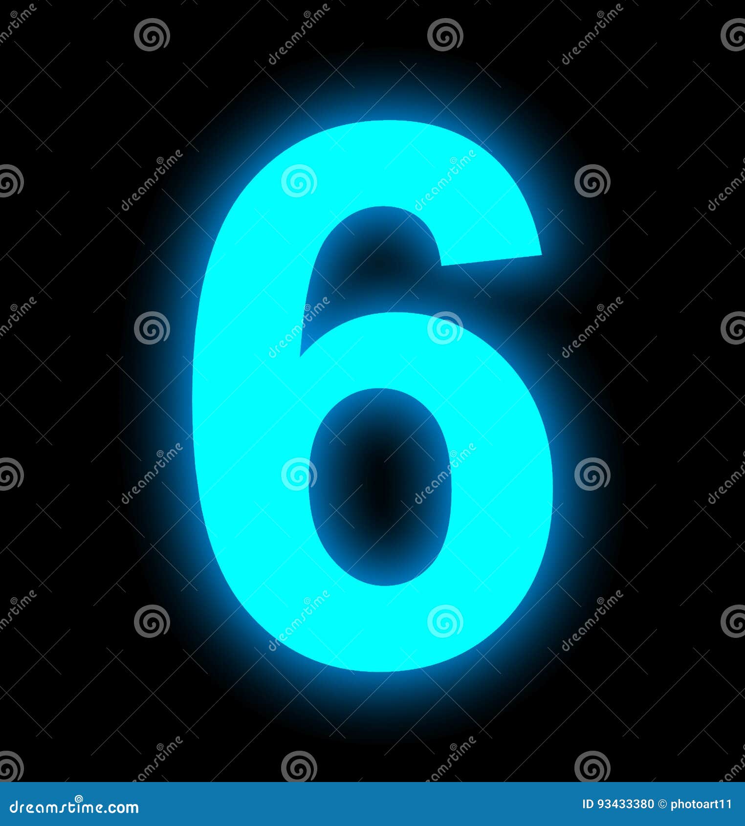 Number 6 Neon Light Full Isolated on Black Stock Illustration ...