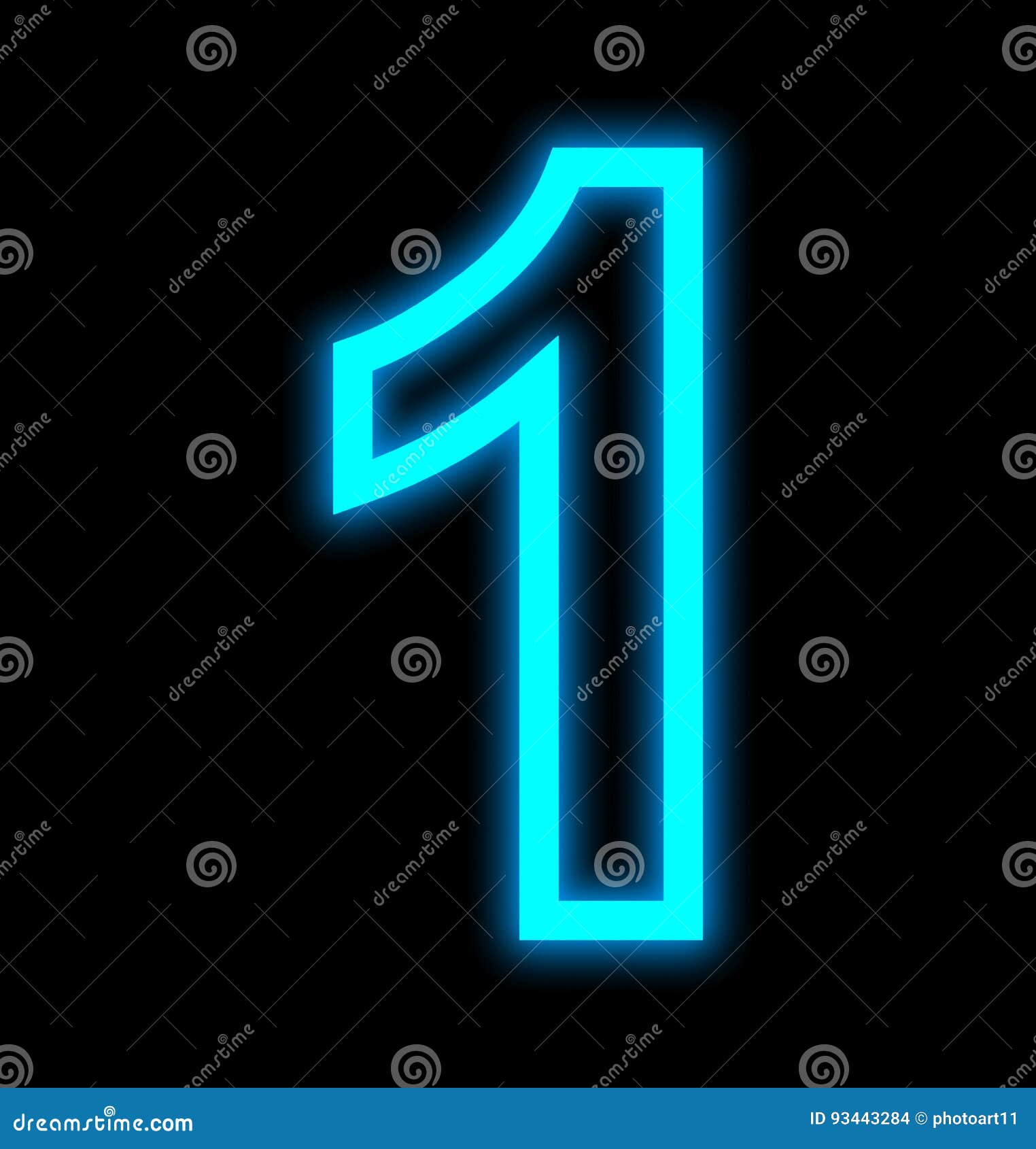 Number 1 Neon Lights Outlined Isolated on Black Stock Illustration ...