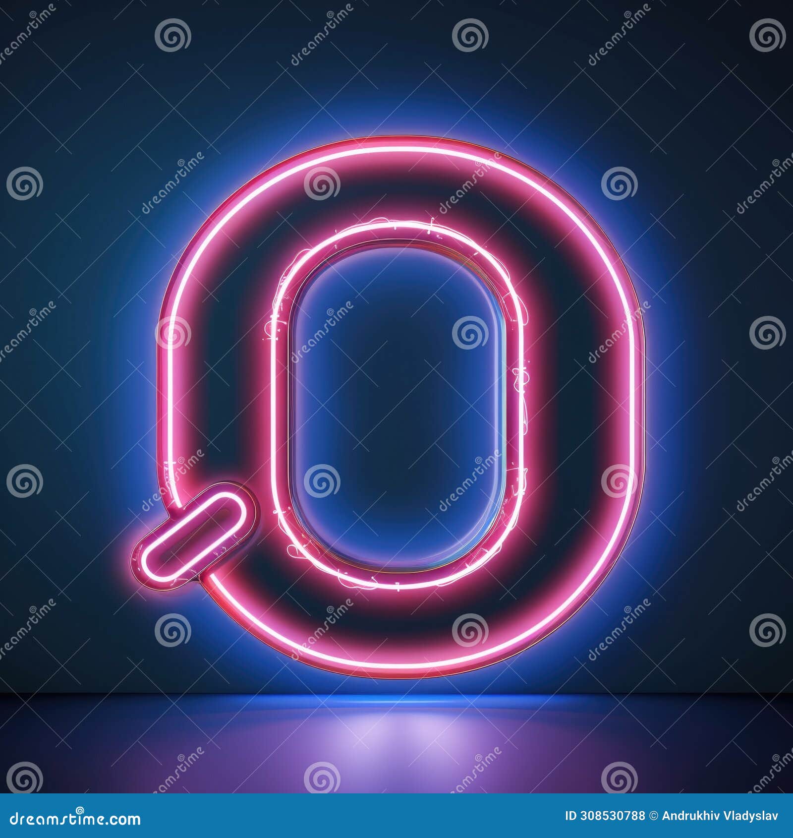 Number 0. Neon Outline Icon with a Light Effect Stock Illustration ...