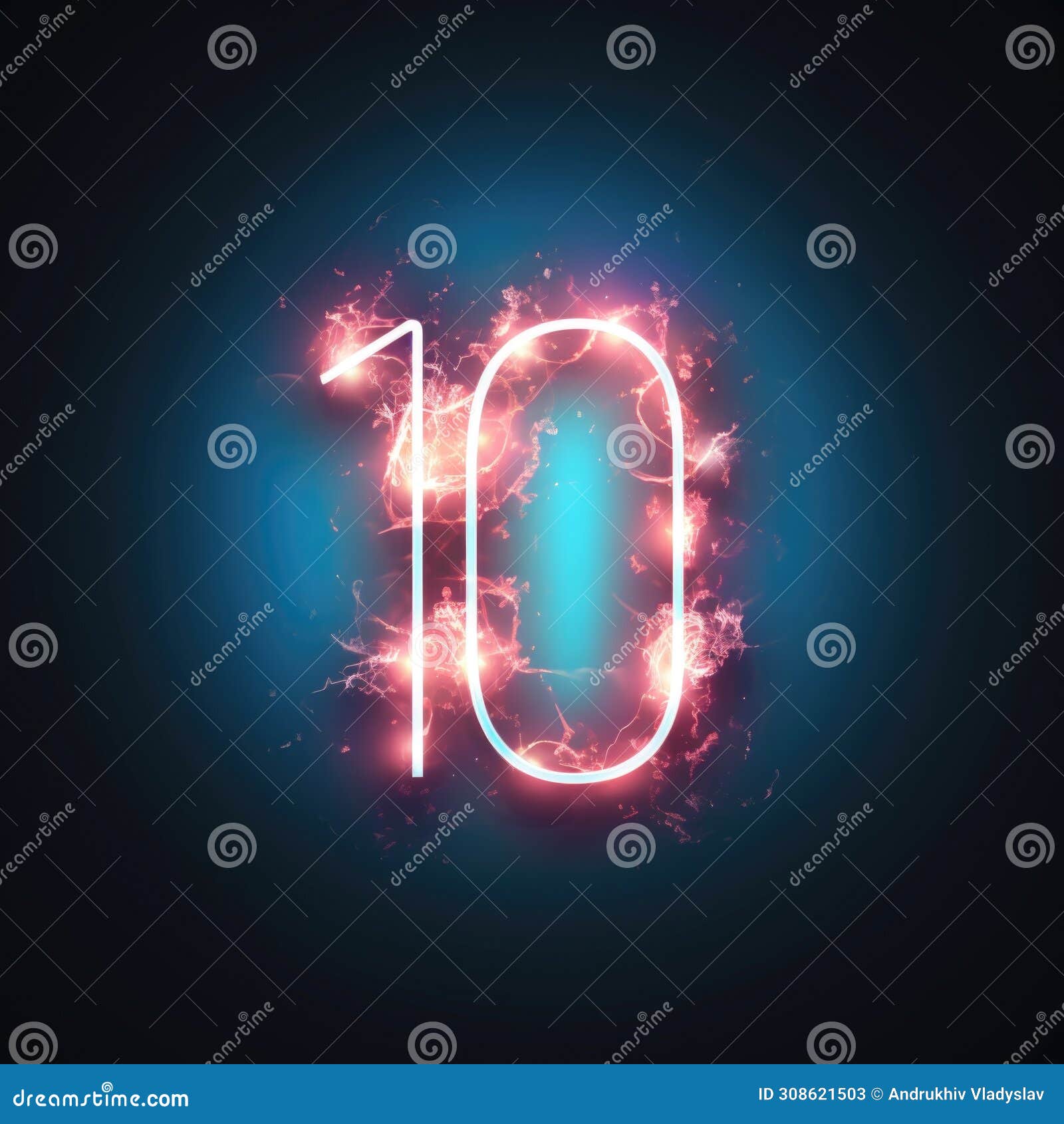 The Number 10. Neon Outline Icon with a Light Effect Stock Illustration ...