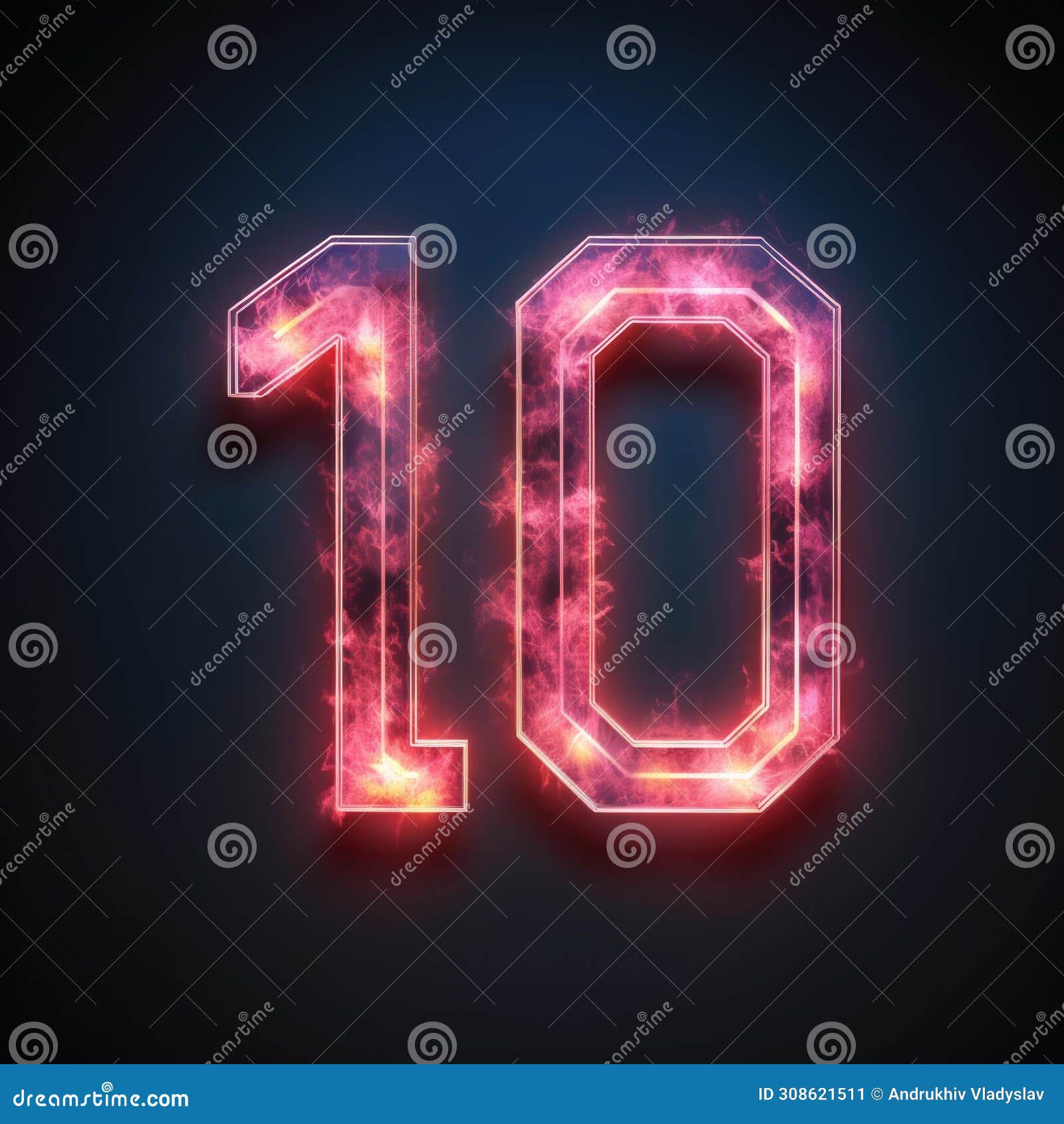 The Number 10. Neon Outline Icon with a Light Effect Stock Illustration ...