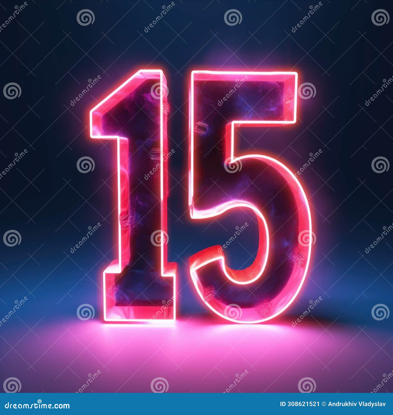 The Number 15. Neon Outline Icon with a Light Effect Stock Illustration ...