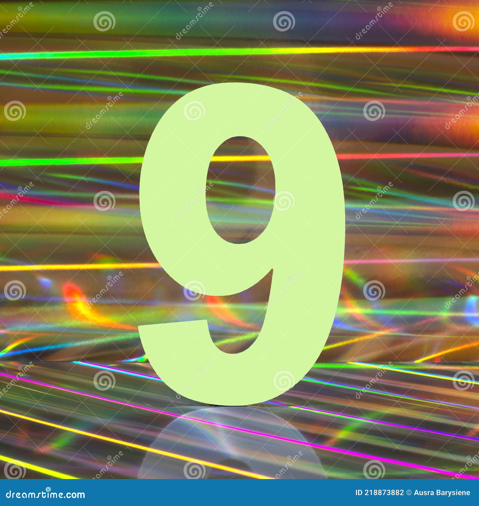 Number Nine on Abstract Multicolored Holographic Background Stock Photo ...
