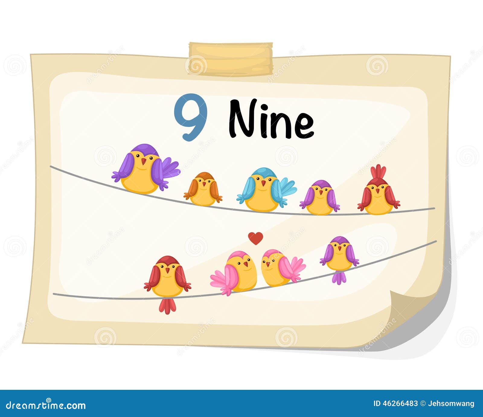 Number nine bird stock vector. Illustration of bird, cartoon - 46266483