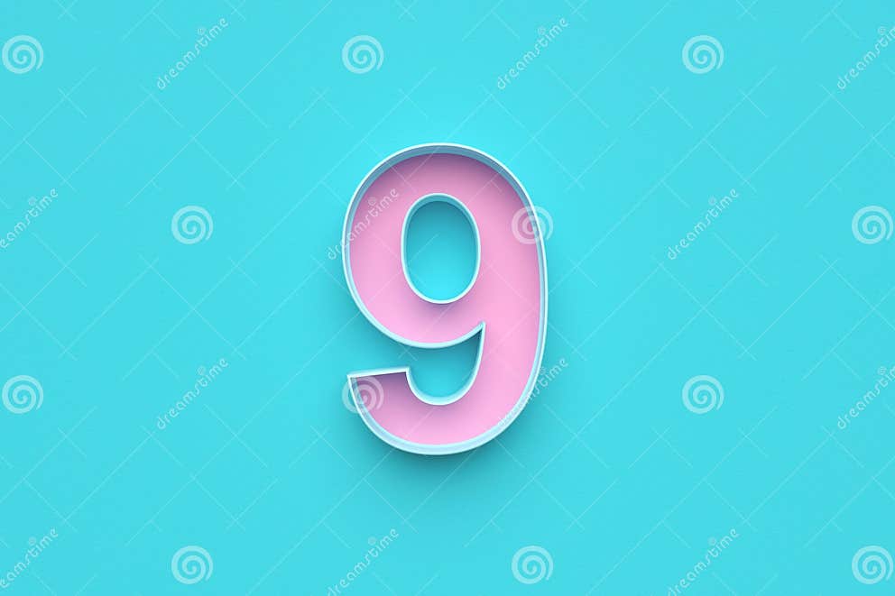 Number Nine on Blue Background Stock Illustration - Illustration of ...