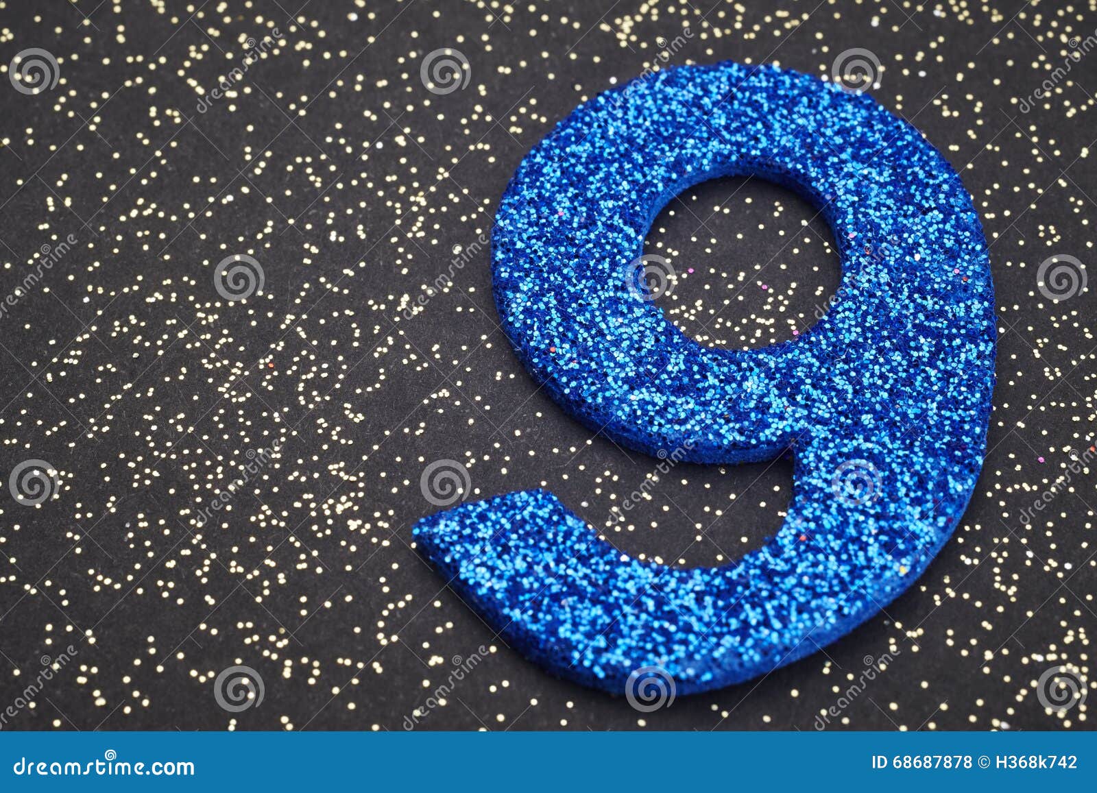 Number Nine Blue Color Over Black Background Anniversary Photos - Free ...