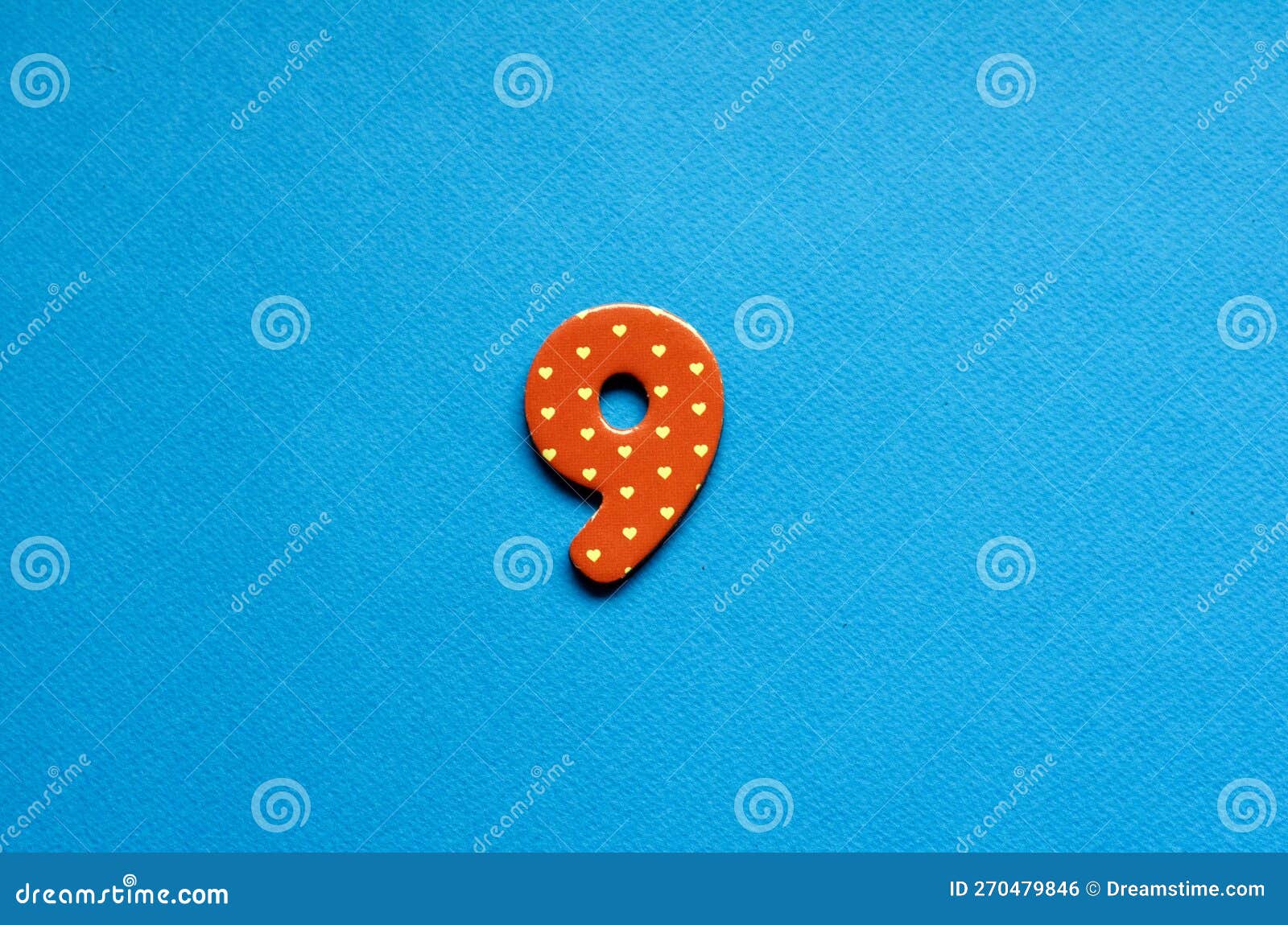 Number Nine on Blue Paper Background. Stock Photo - Image of math ...
