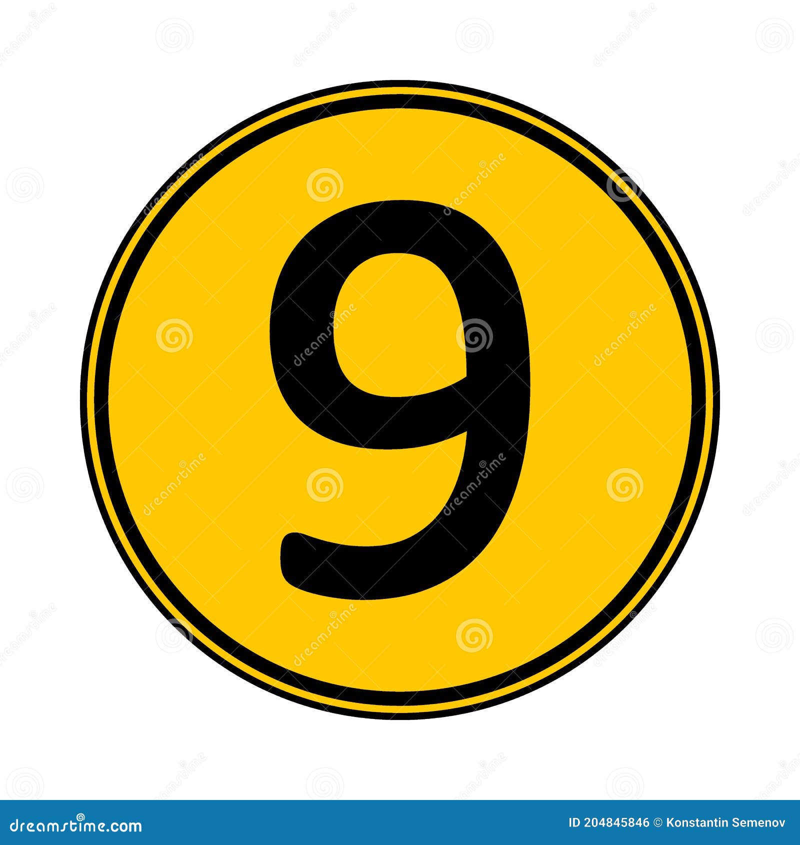 Number nine button stock illustration. Illustration of object - 204845846