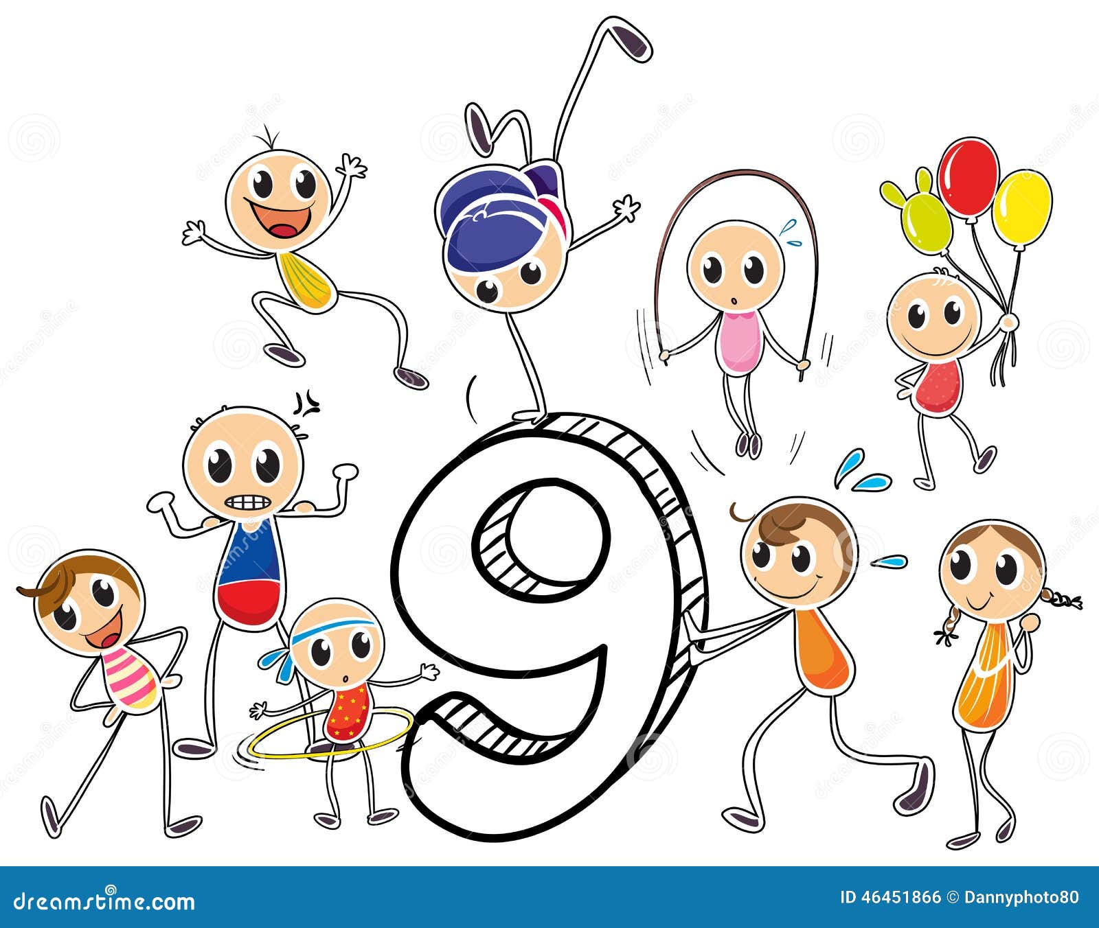 Number nine stock vector. Illustration of cute, doodle - 46451866