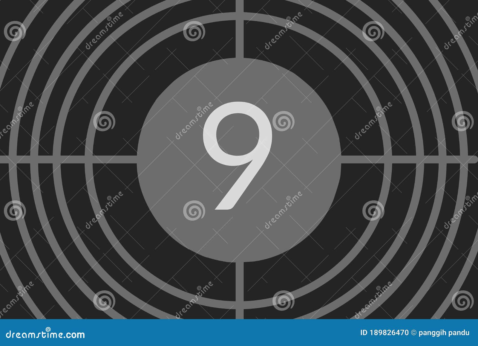 Number Nine on Circle Target with Black Background Stock Illustration ...