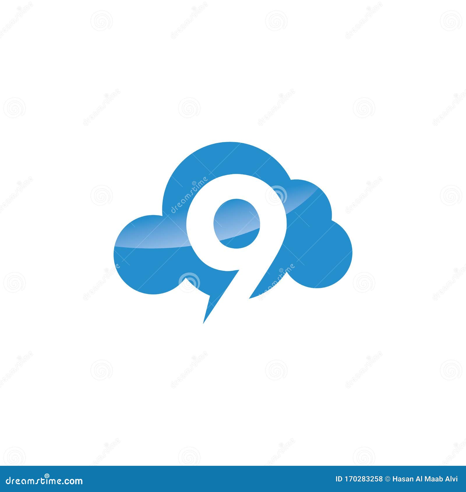 Number Nine with Cloud Vector Logo Design. Stock Vector - Illustration of computers, logo: 170283258