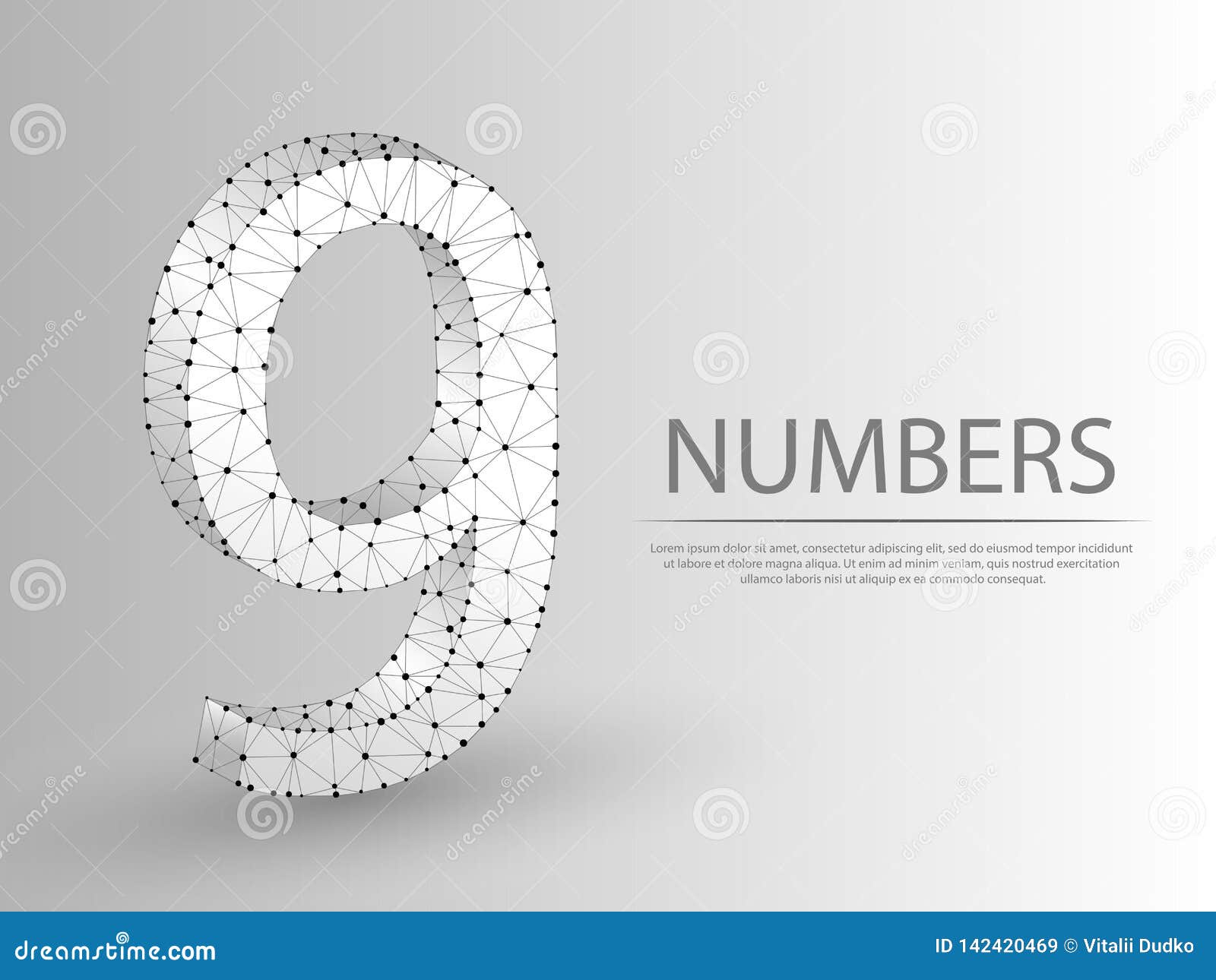 Number Nine 3D Low Poly Abstract Illustration.Origami Vector Digit 9 ...