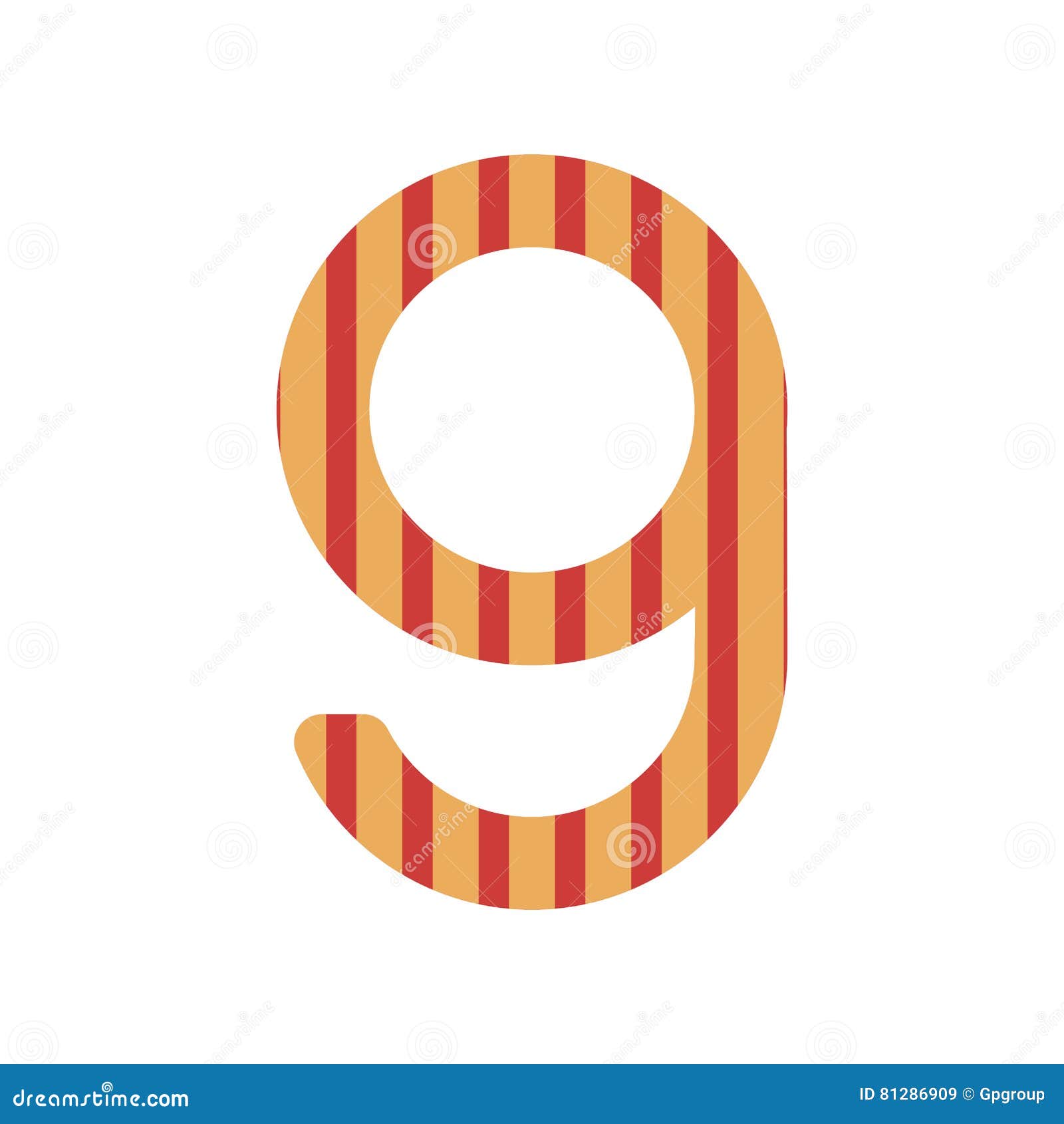 Number Nine Design with Vertical Colorful Striped Stock Illustration ...