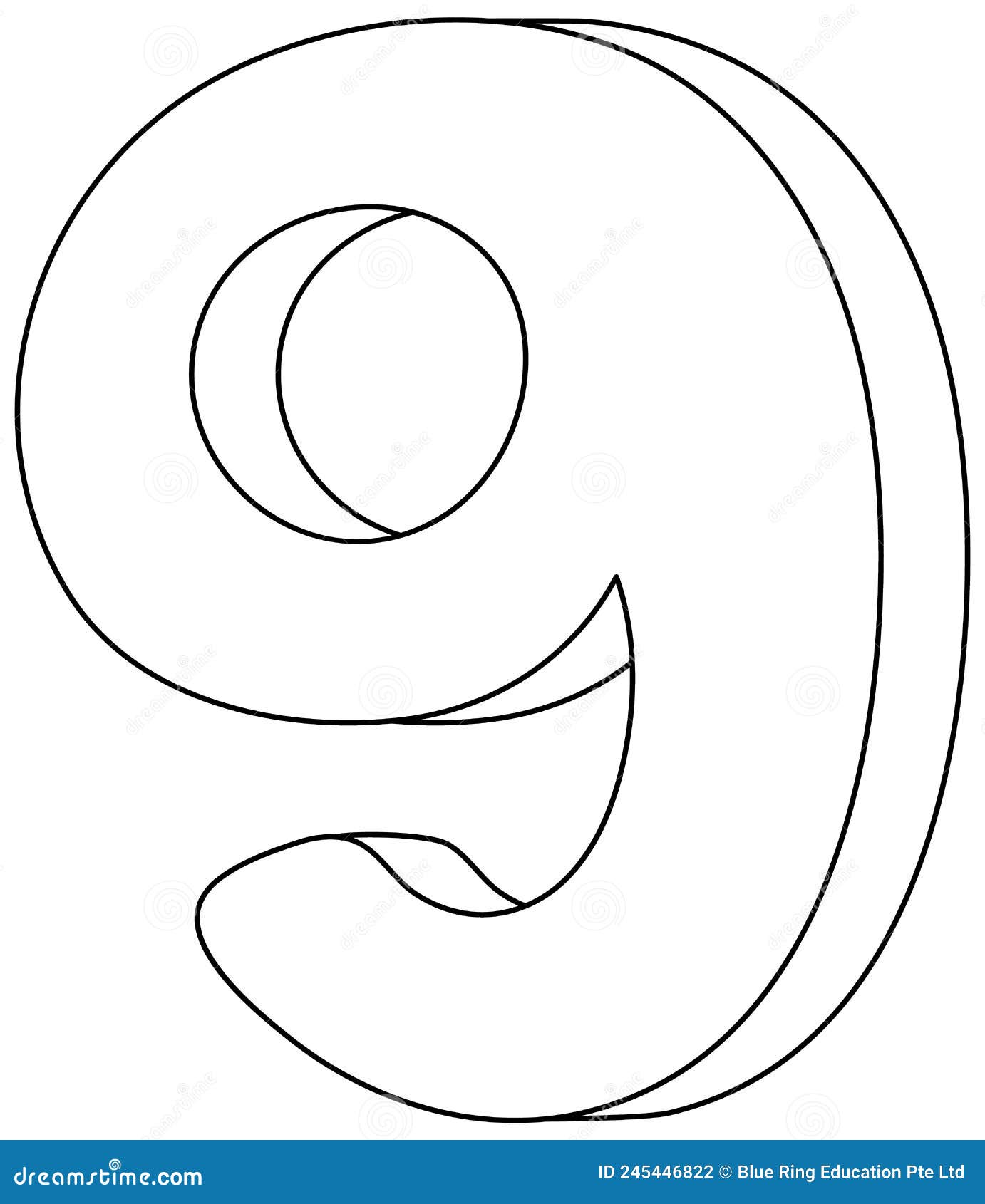 Number Nine Doodle Outline for Colouring Stock Vector - Illustration of ...