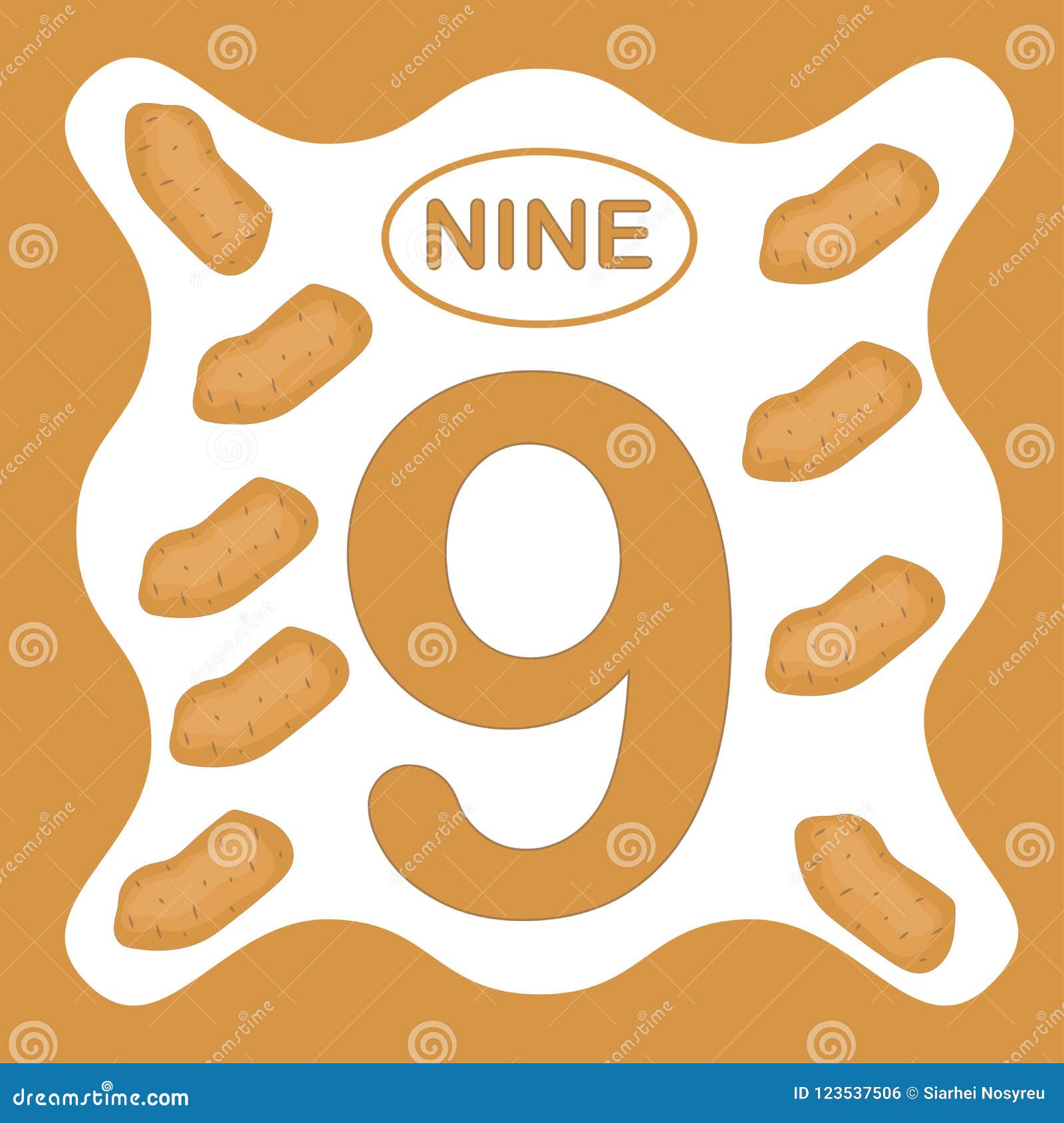 Number 9 Nine, Educational Card, Learning Counting Stock Vector ... Number 9 Nine, Educational Card, Learning Counting Stock Vector ...