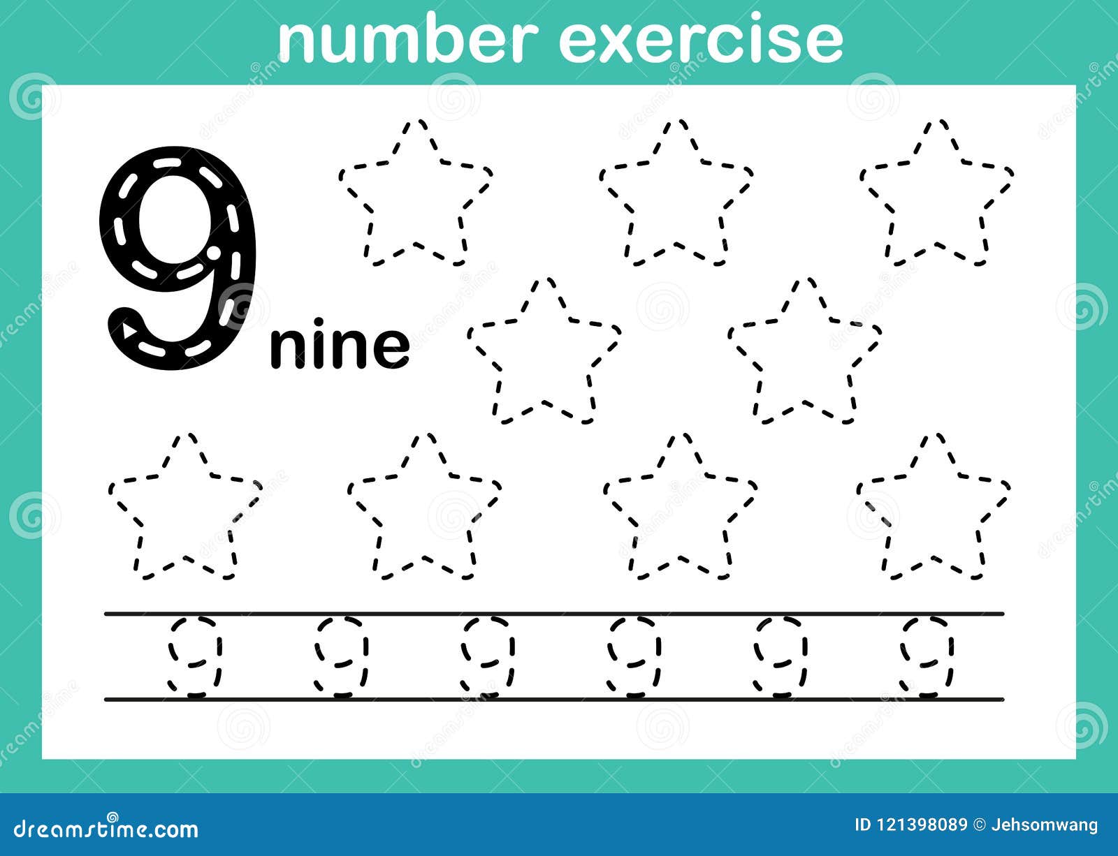 Number nine exercise stock vector. Illustration of school - 121398089
