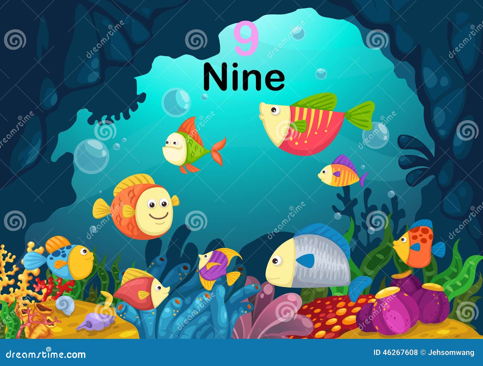 Number Nine, Card For Kids Learning To Count And To Write, Worksheet ...