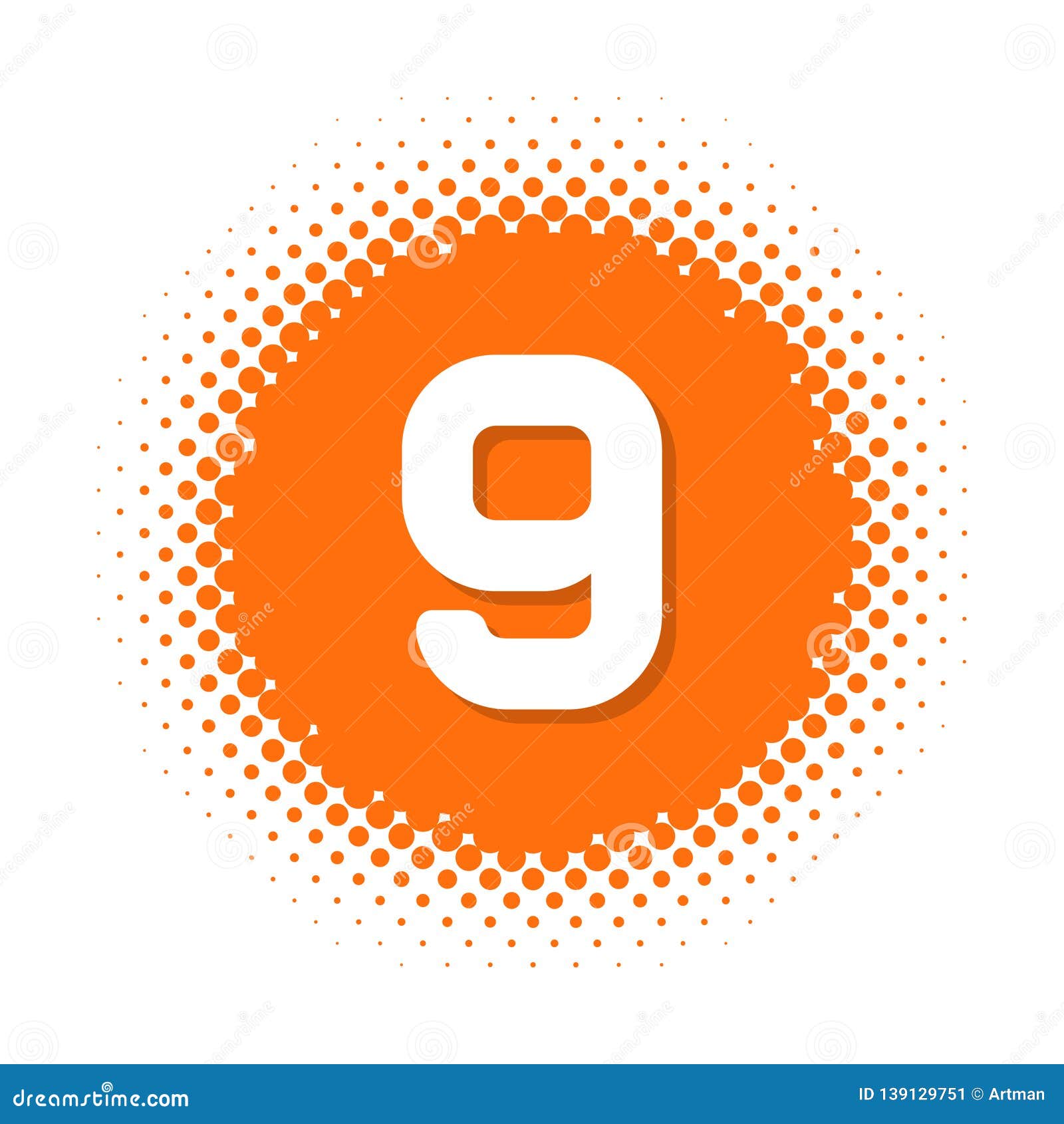 Number Nine on Halftone Round Shape Stock Vector - Illustration of ...