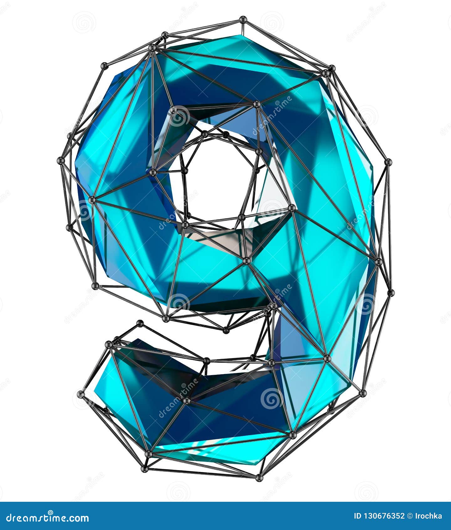 Number 9 Nine in Low Poly Style Blue Color Isolated on White Background ...