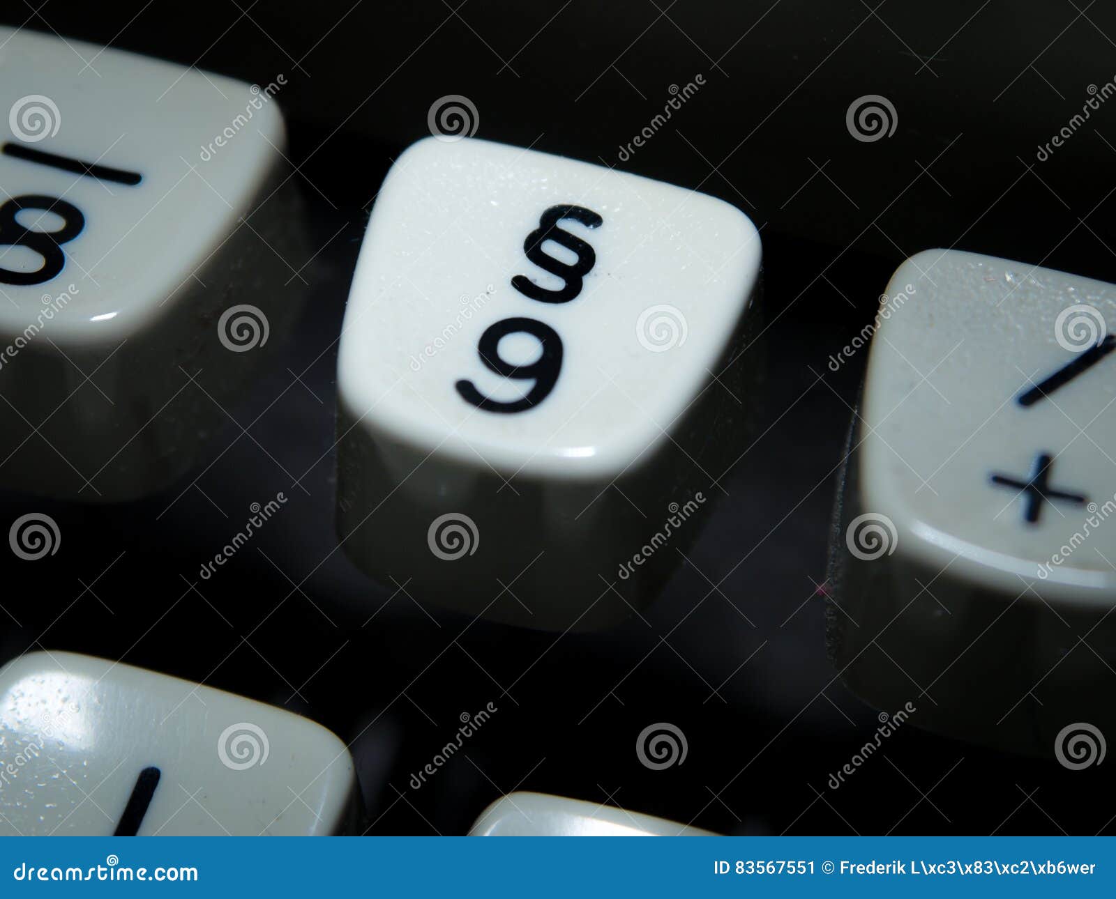 Number Nine and Paragraph Key on Vintage Typewriter Stock Image - Image ...