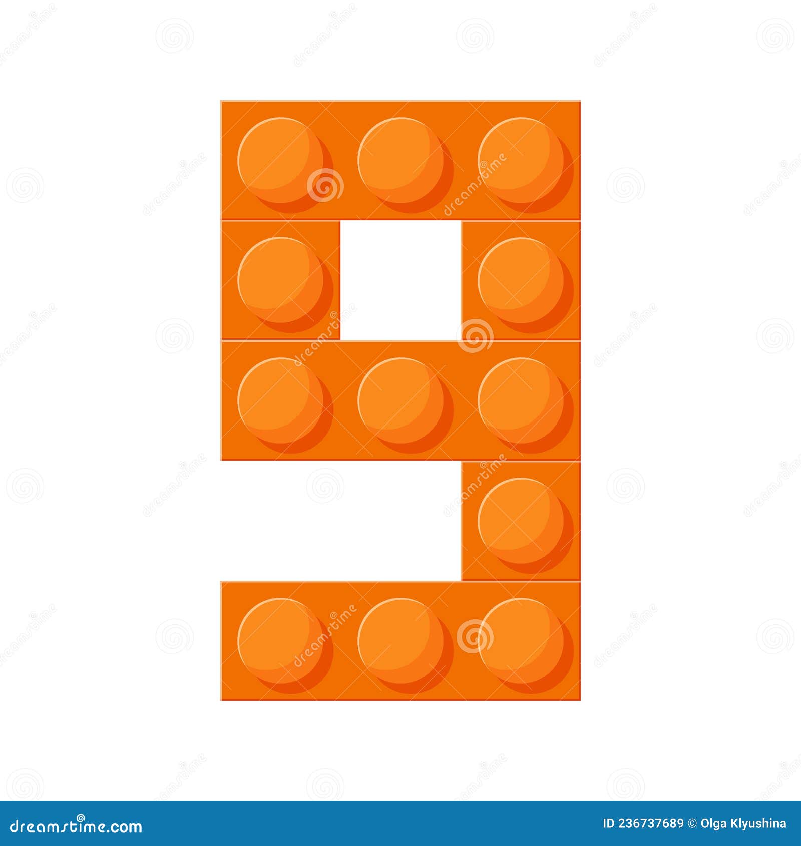 Number Nine Plastic Blocks. Flat Style Stock Vector - Illustration of ...