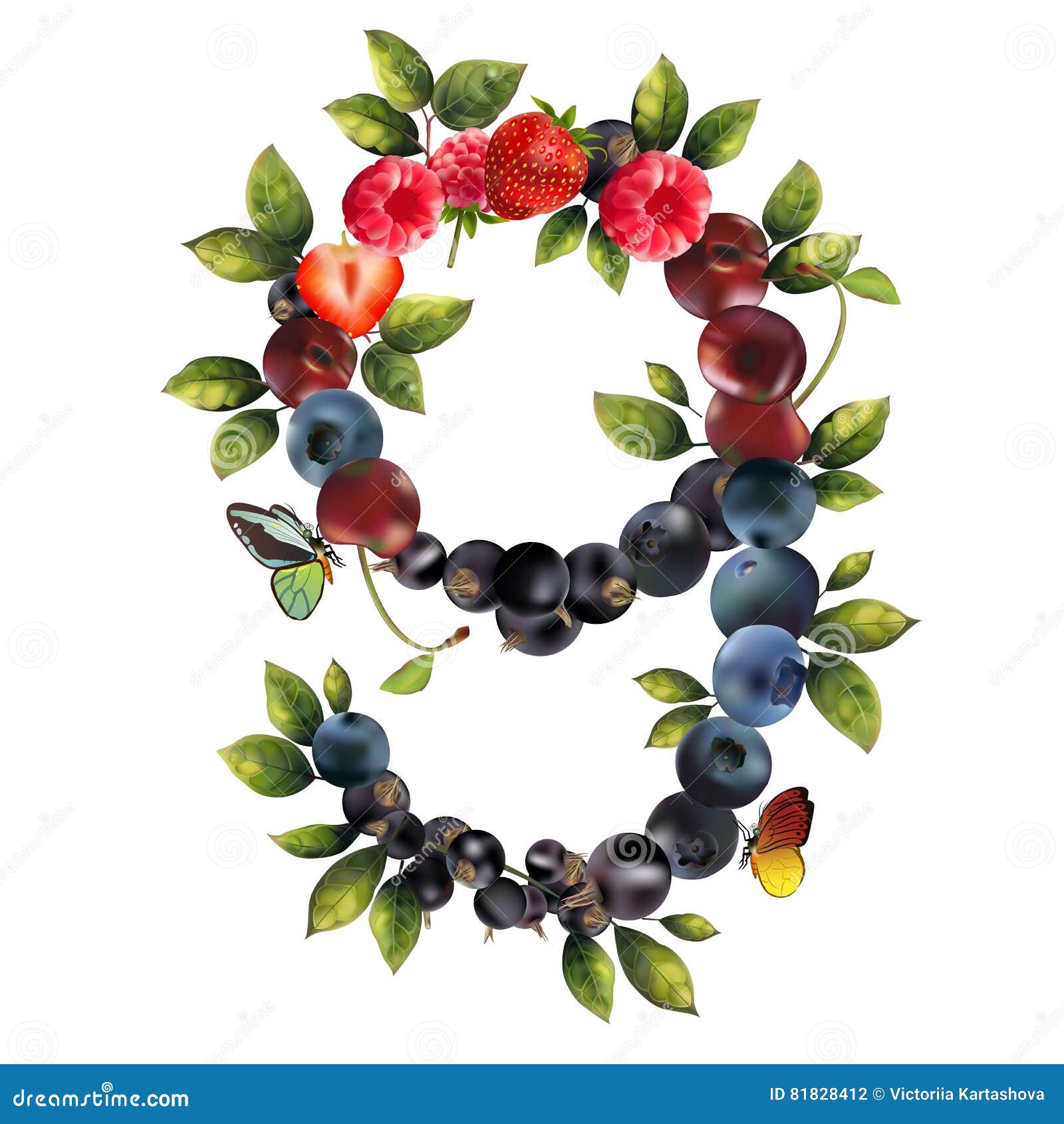 Number Nine of Realistic Berries. Stock Vector - Illustration of ...