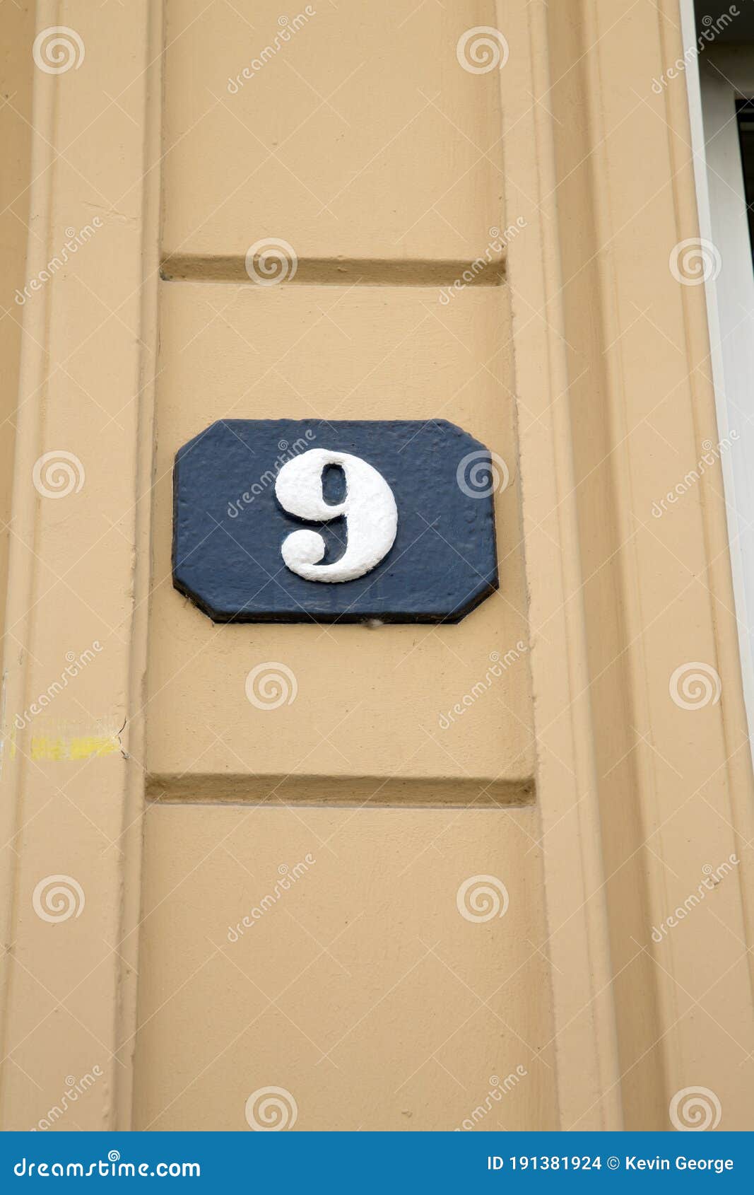Number Nine on Stone stock photo. Image of sign, housing - 191381924