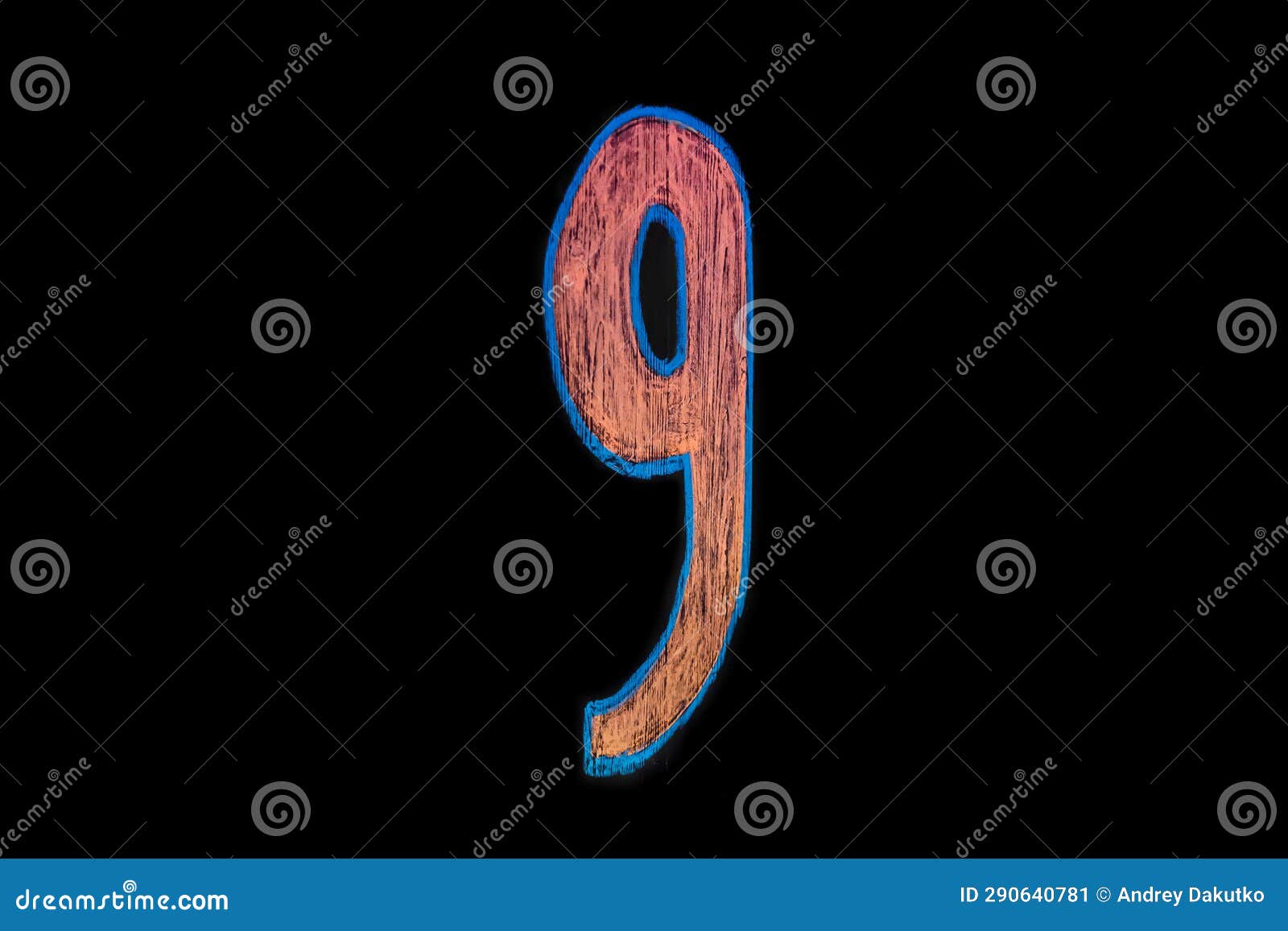 Number Nine Symbol Text 9 Digit on a Black Background Stock Image ...