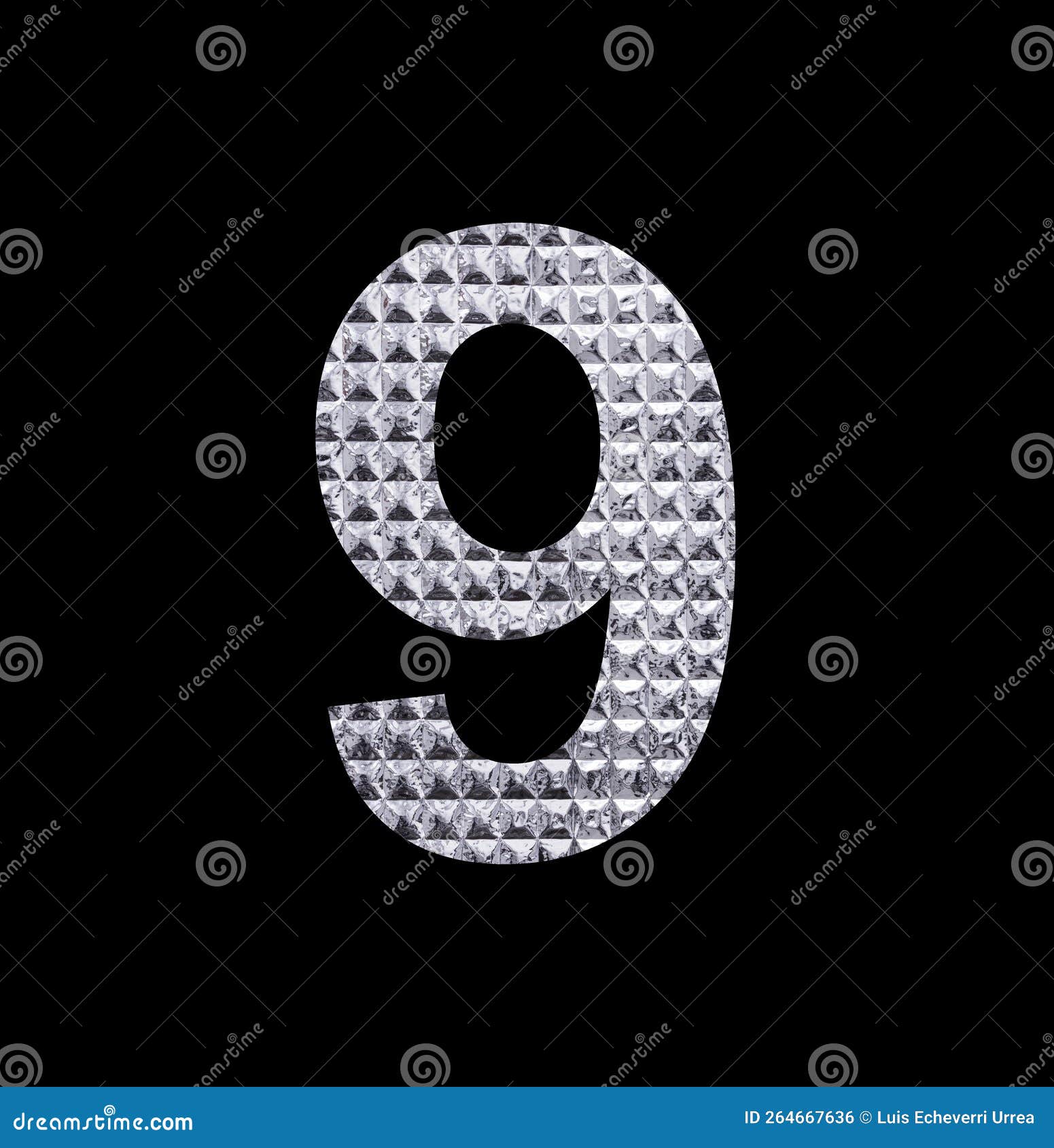 Number Nine on Textured Silver Shiny Paper Stock Illustration ...