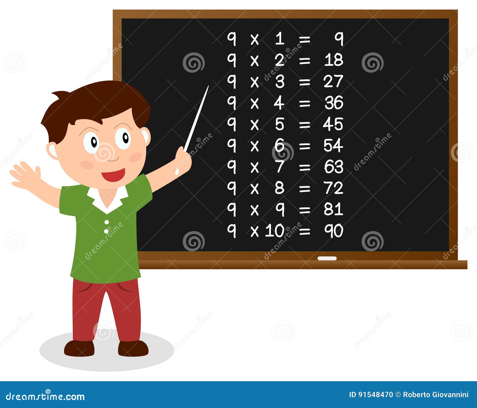 8 Times Table. Owl Teacher Math Lesson Cartoon Illustration ...