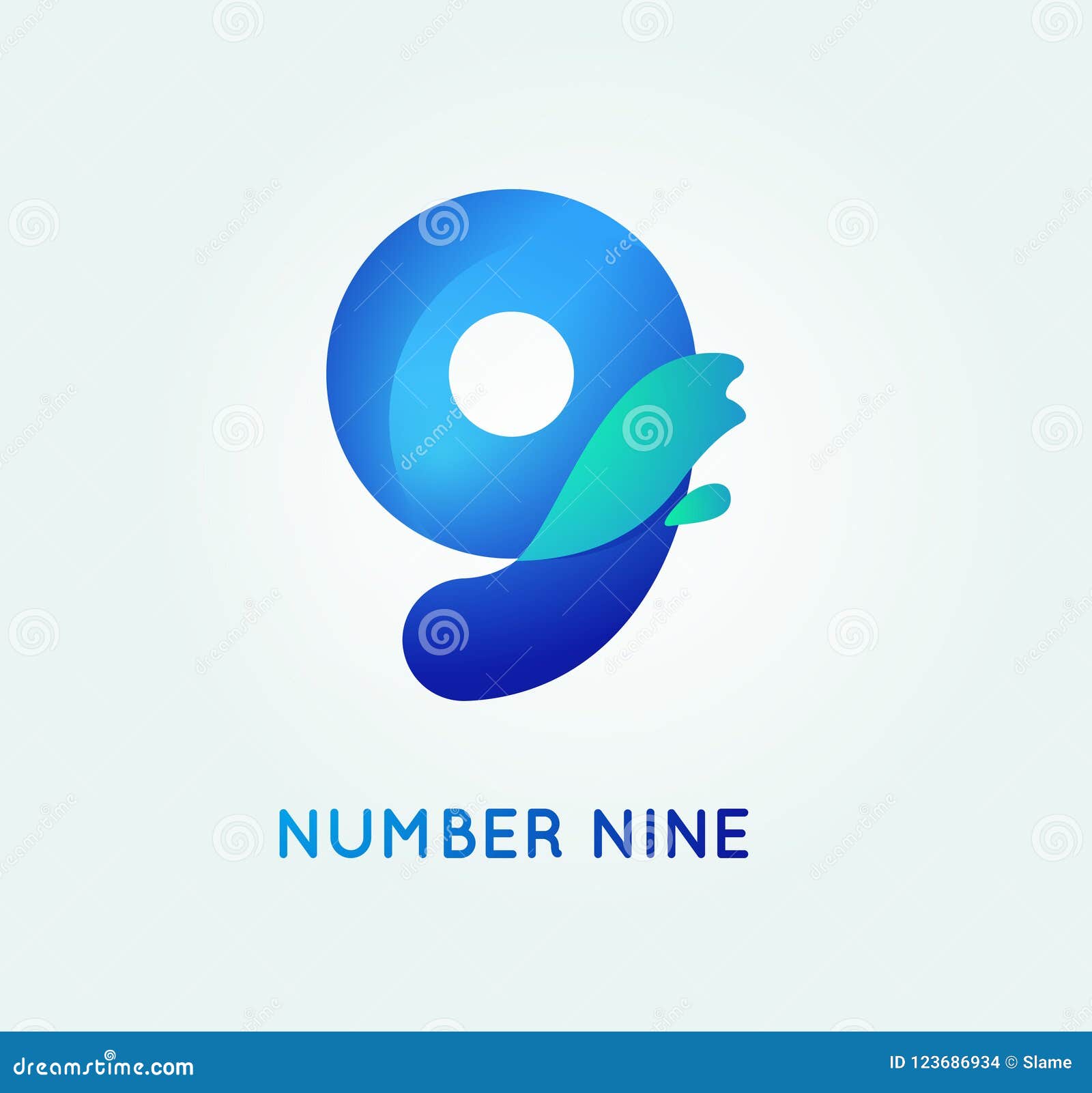 Number Nine in Trend Shape Style. Stock Vector - Illustration of icon ...