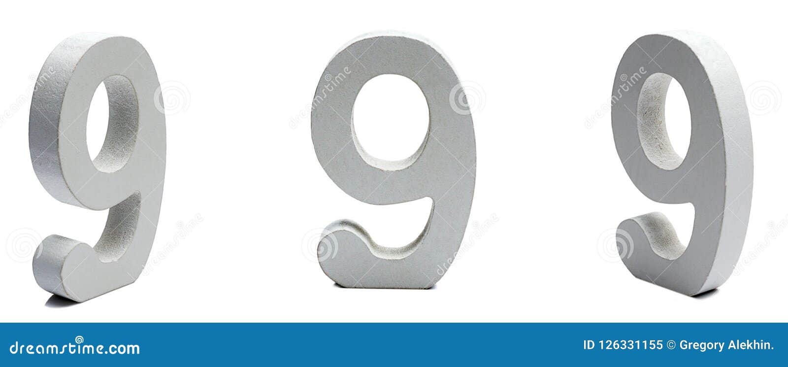 The Number Nine on a White Background at Different Angles. Stock Image ...