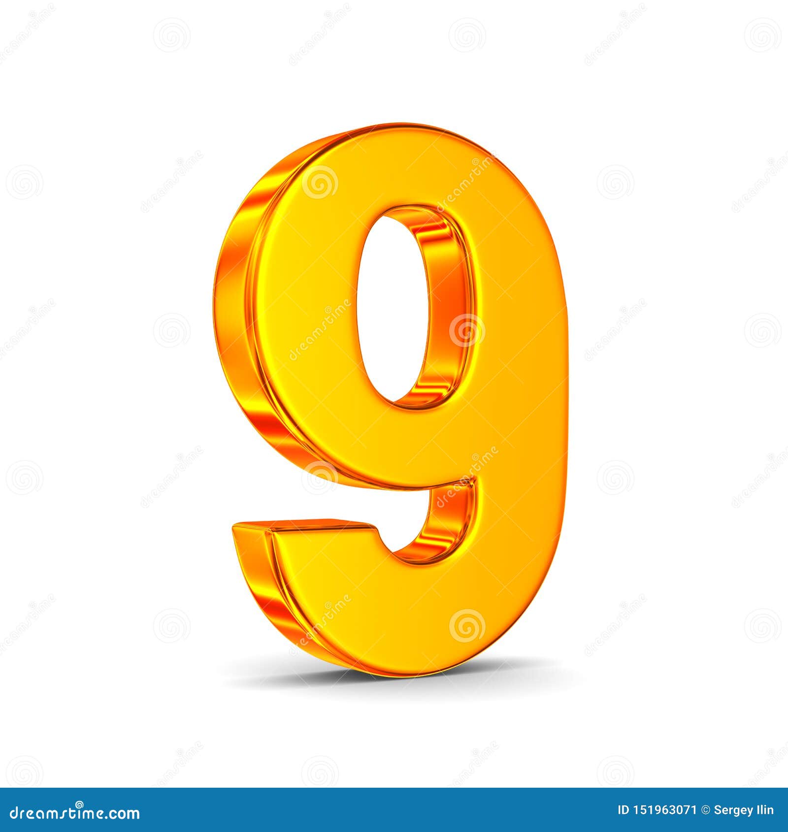 Number Nine on White Background. Isolated 3D Illustration Stock ...