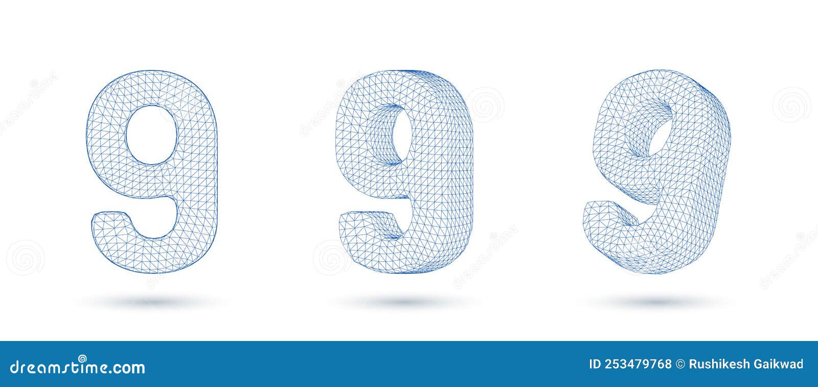 Number Nine Wireframe High Polygonal Outline Low Poly Style Vector ...