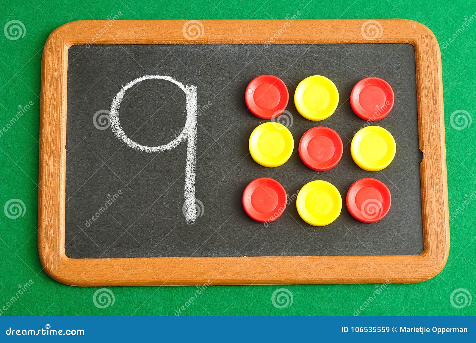 A Number Nine Written on a Black Board Stock Image - Image of wooden ...