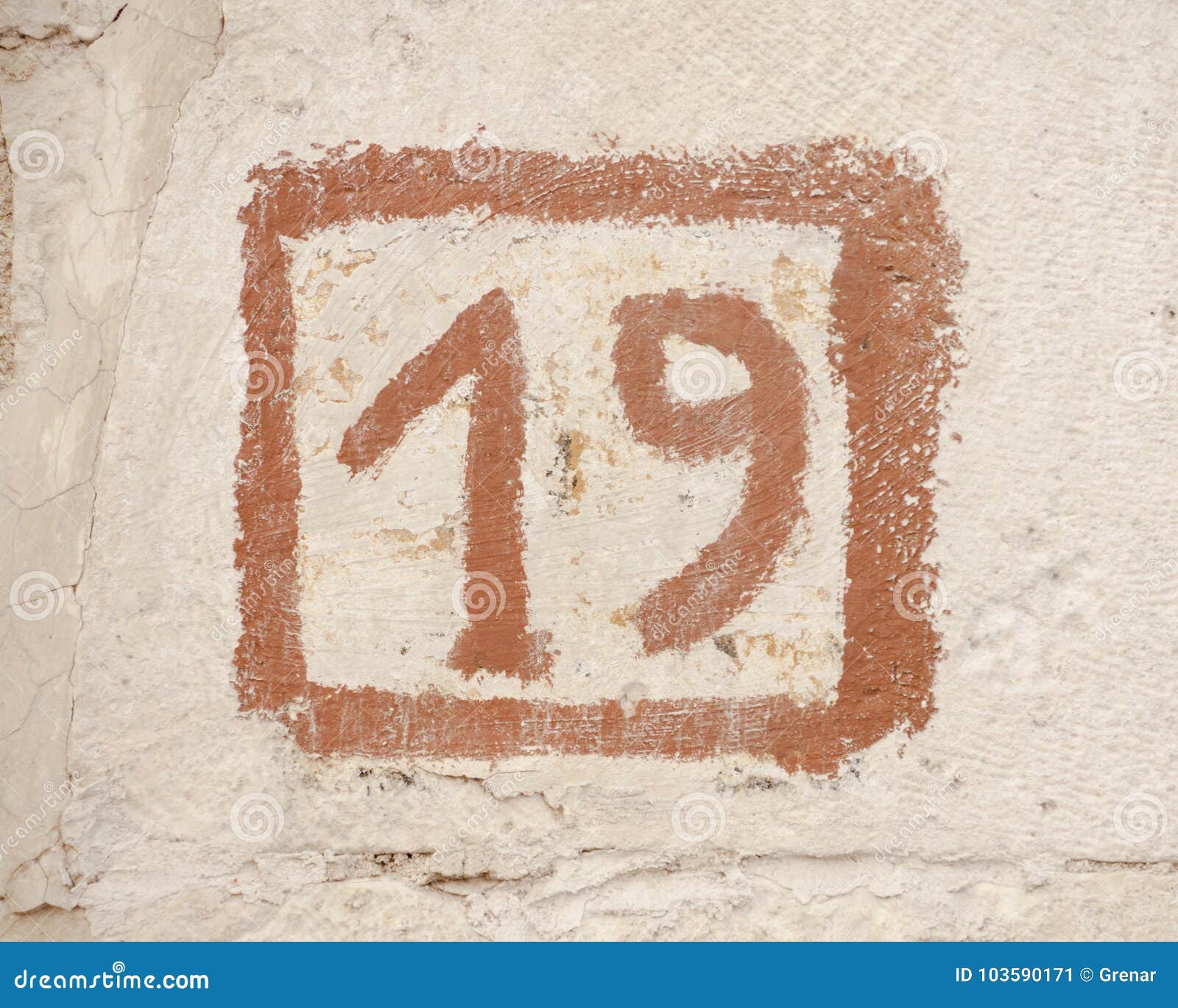 Number 19 wall sign stock image. Image of retro, street - 103590171