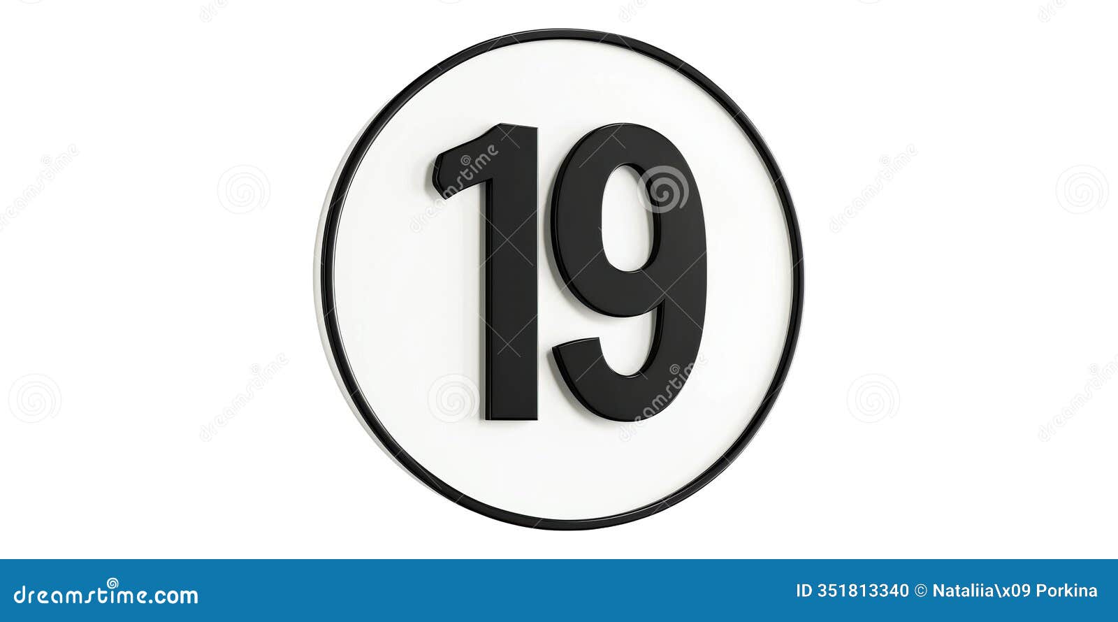 Number Nineteen Sign With Black Border Isolated On Transparent ...