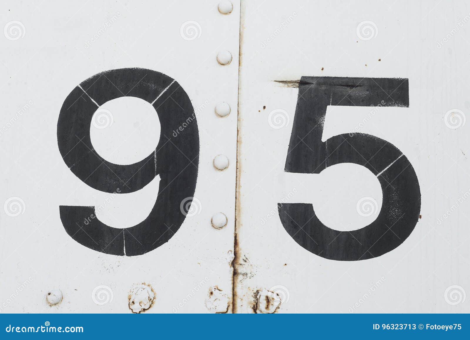 Number 95 Ninety Five White Old Metal Background Texture Stock Image ...