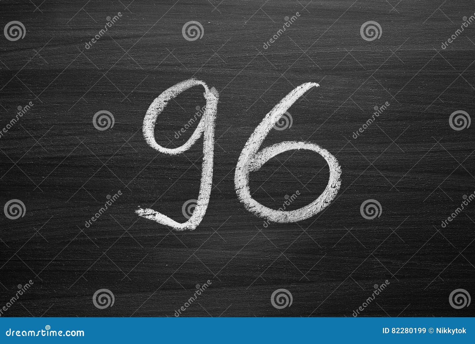 Number Ninety Six Enumeration Written with a Chalk on the Blackboard ...