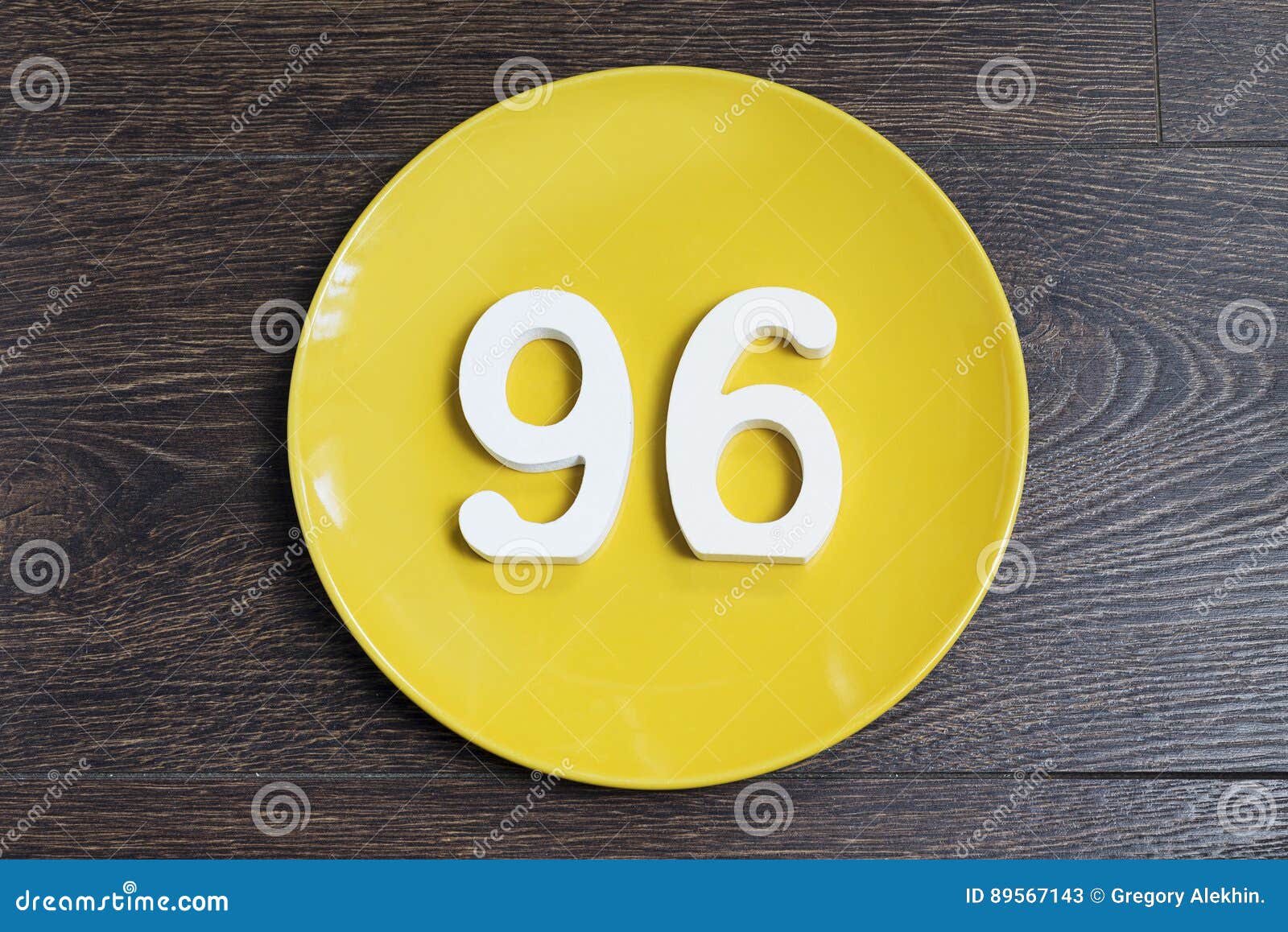 The Number Ninety-six on a Yellow Plate. Stock Image - Image of decor ...
