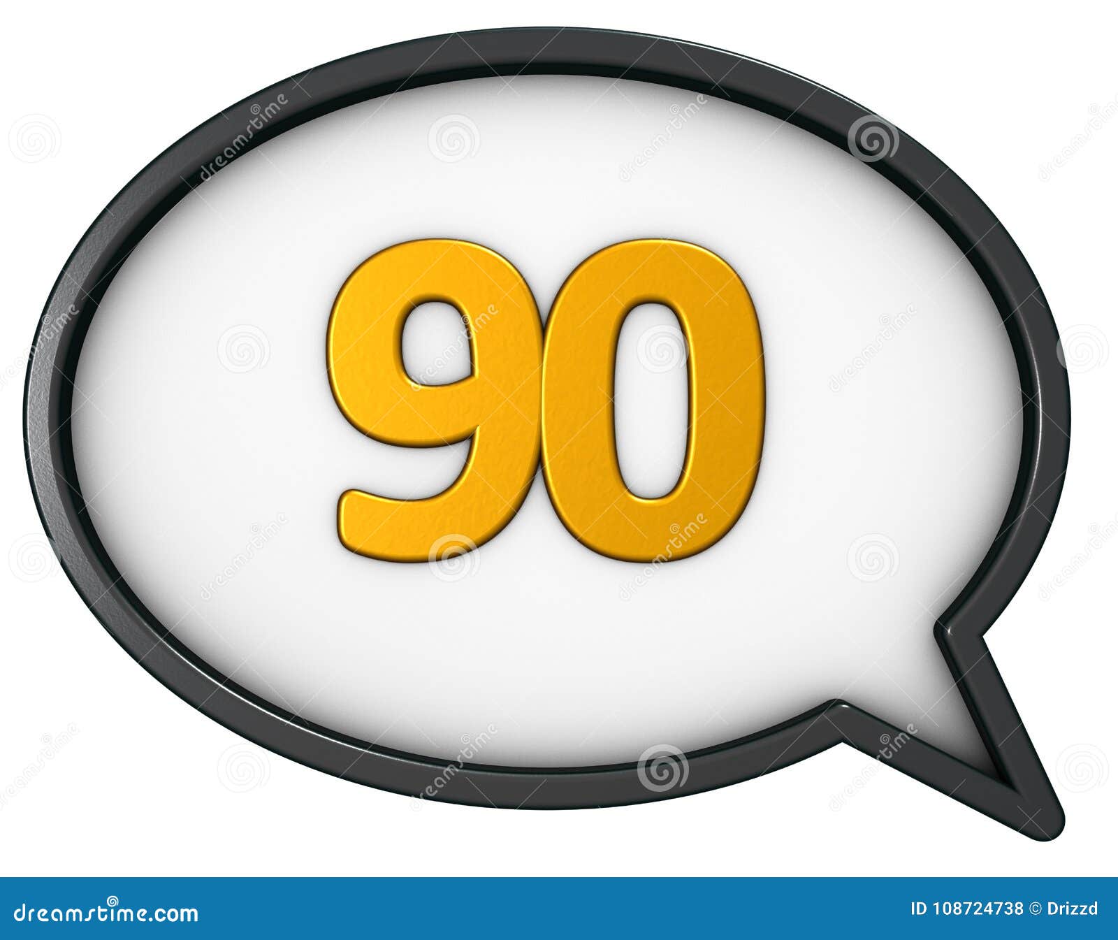 Number 90 Ninety Red Sign 3D Rendering Isolated On White Background ...