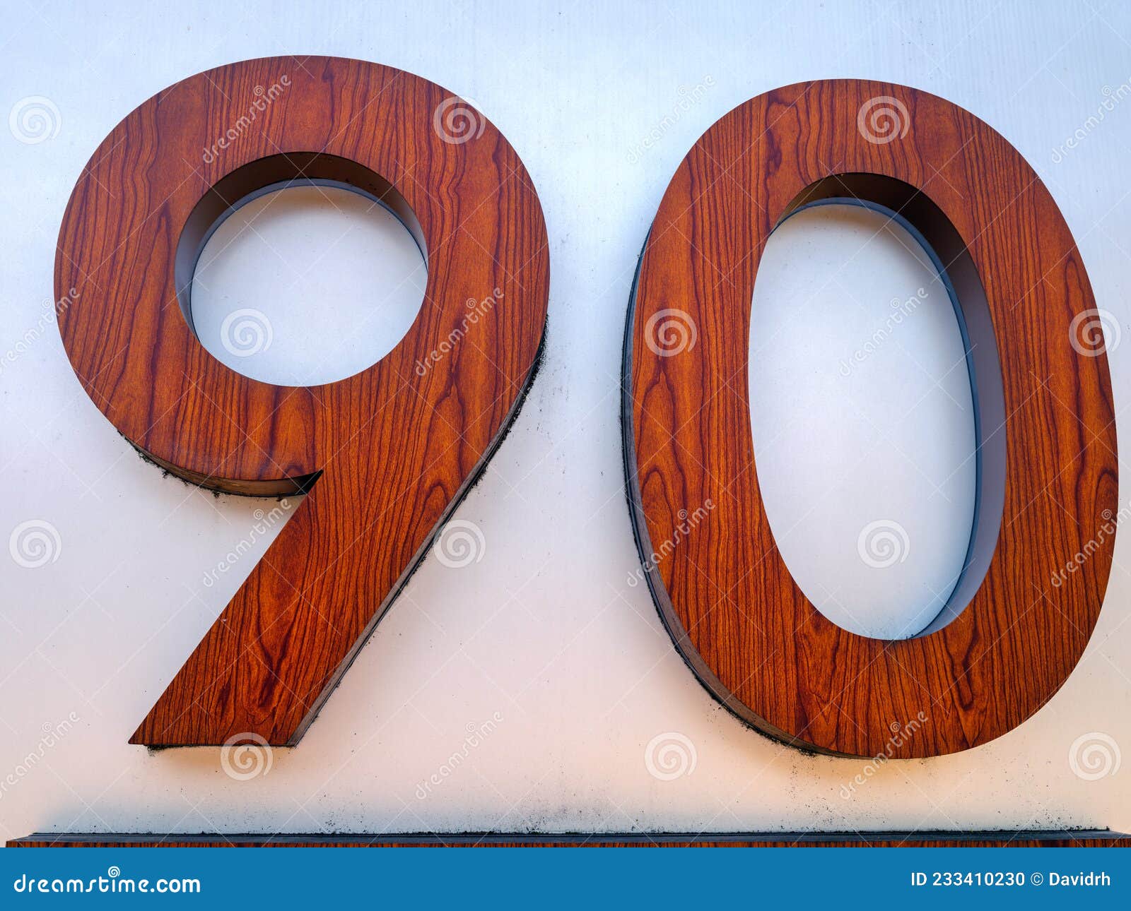 The Number Ninety in Wood Letters on White Background Stock Photo ...