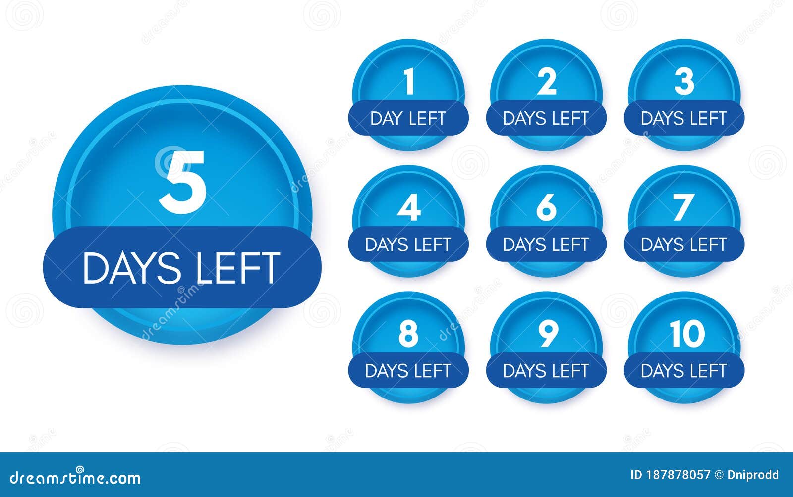Set Of Ten Blue Banners With Countdown From 1 To 10 Cartoon Vector ...