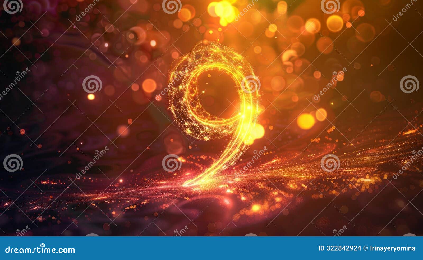 Number 9 in Numerology. Ethereal Number Nine on Rays of Mystical Light ...