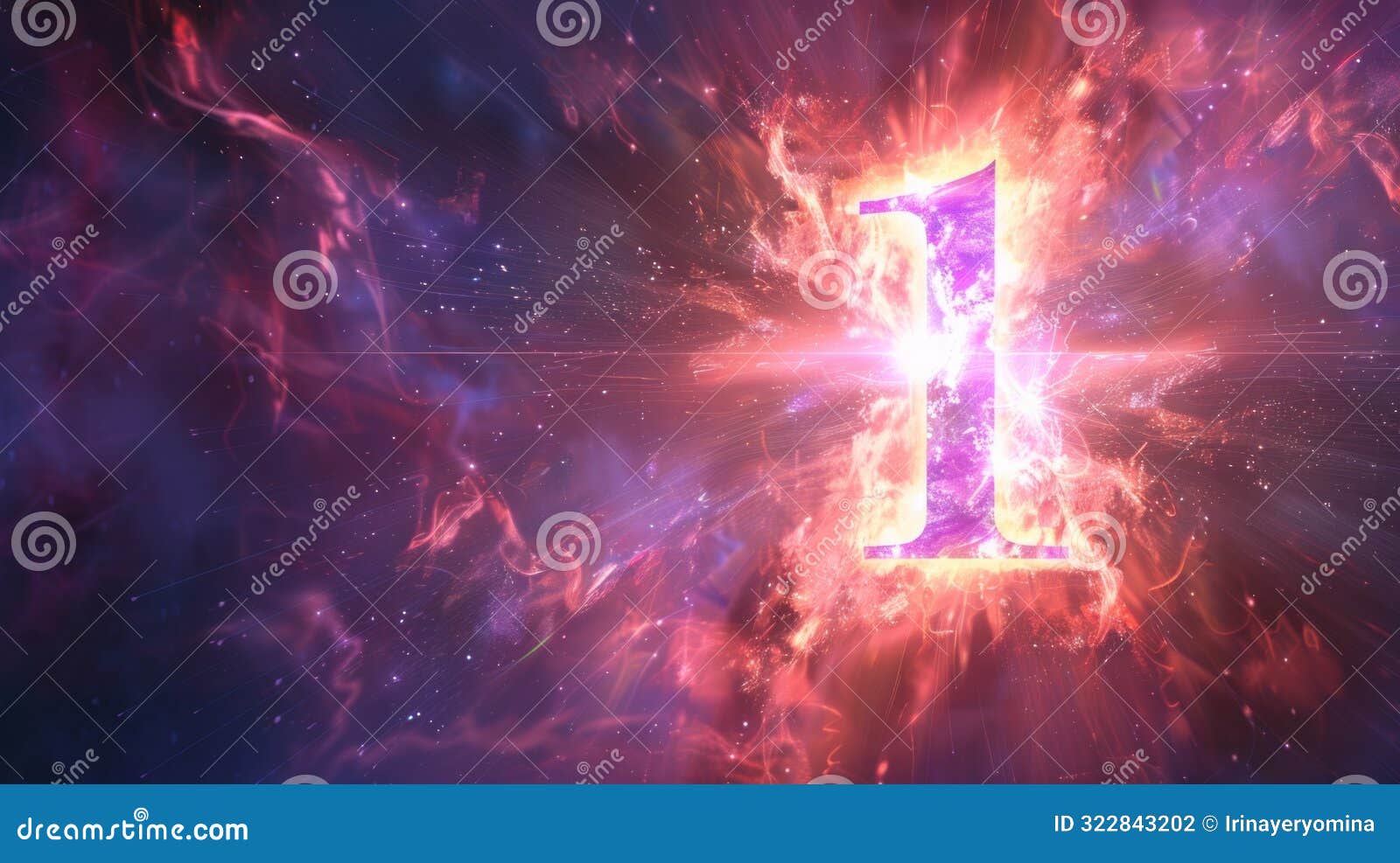 Number 1 in Numerology. Ethereal Number One on Rays of Mystical Light ...