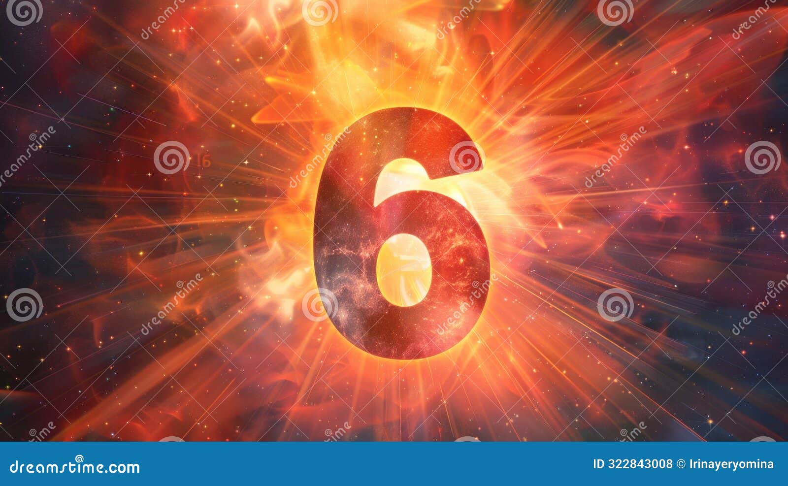 Number 6 in Numerology. Ethereal Number Six on Rays of Mystical Light ...