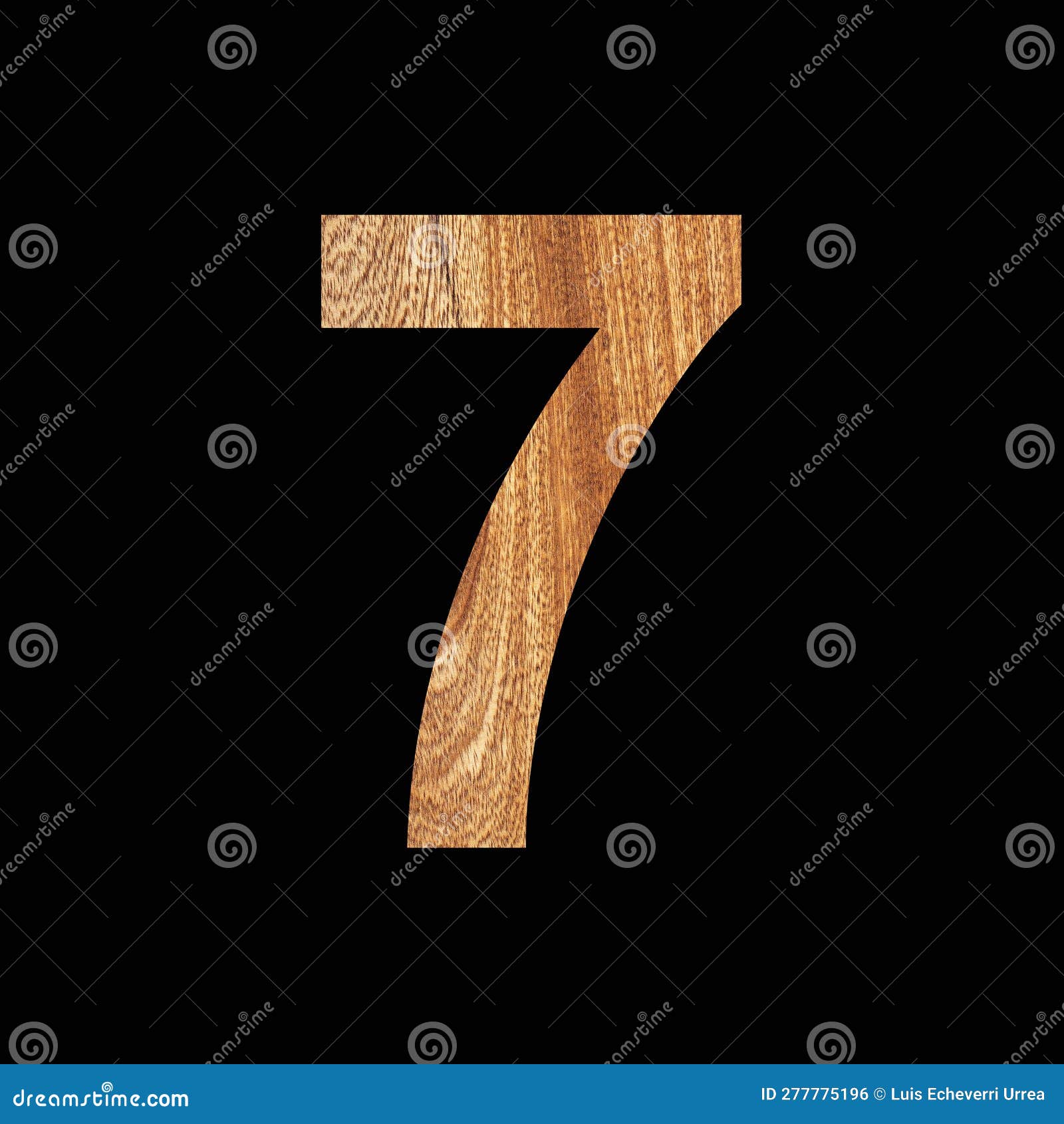 Number 7 with Oak Wood Background - Black Background Stock Illustration ...