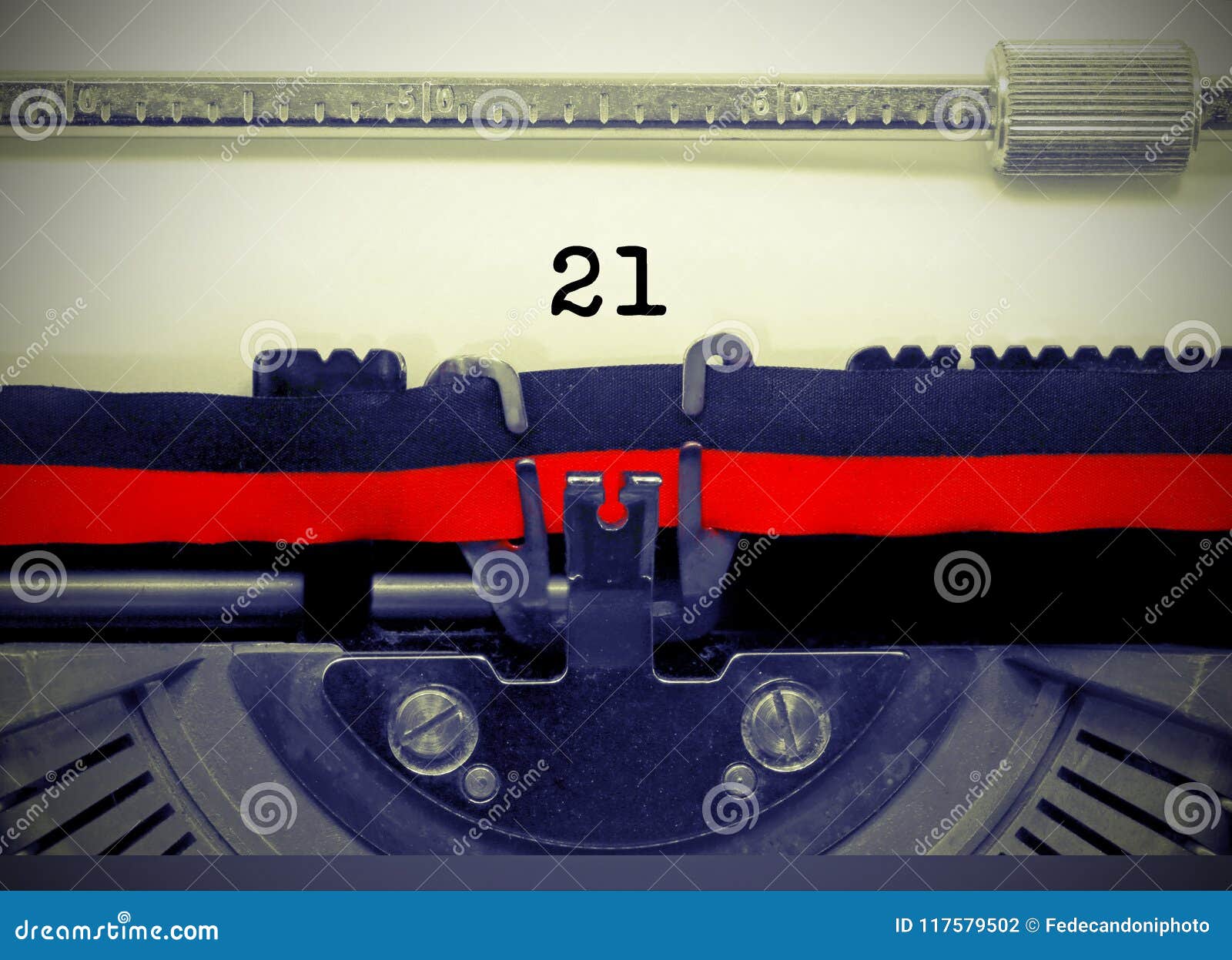 21 Number by the Old Typewriter on White Paper Stock Photo - Image of ...