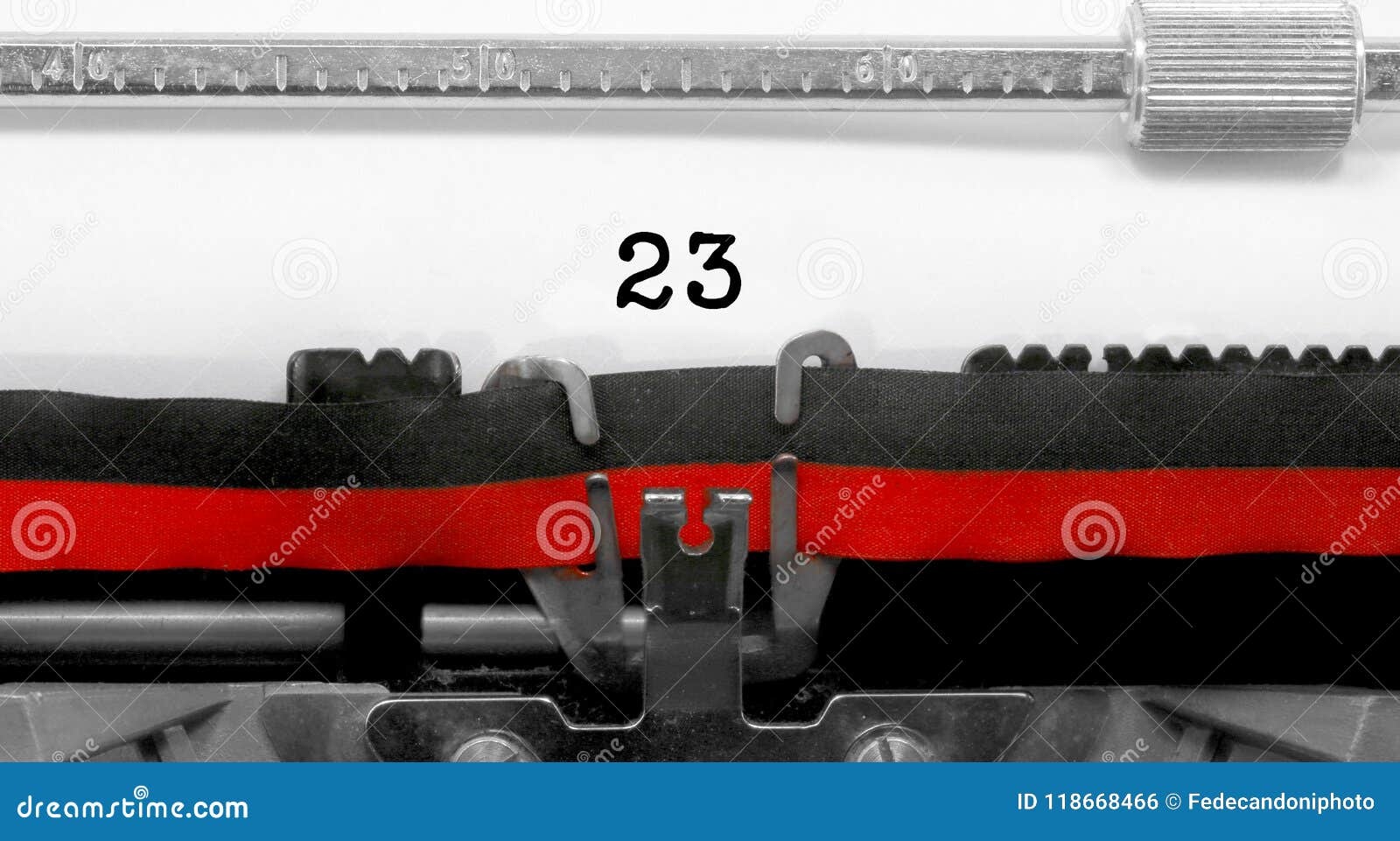 23 Number by the Old Typewriter on White Paper Stock Photo - Image of ...